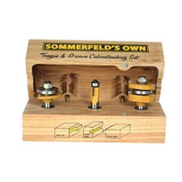 Sommerfeld's 3 Piece Matching Tongue & Groove Router Bit set 1/2-Inch ...