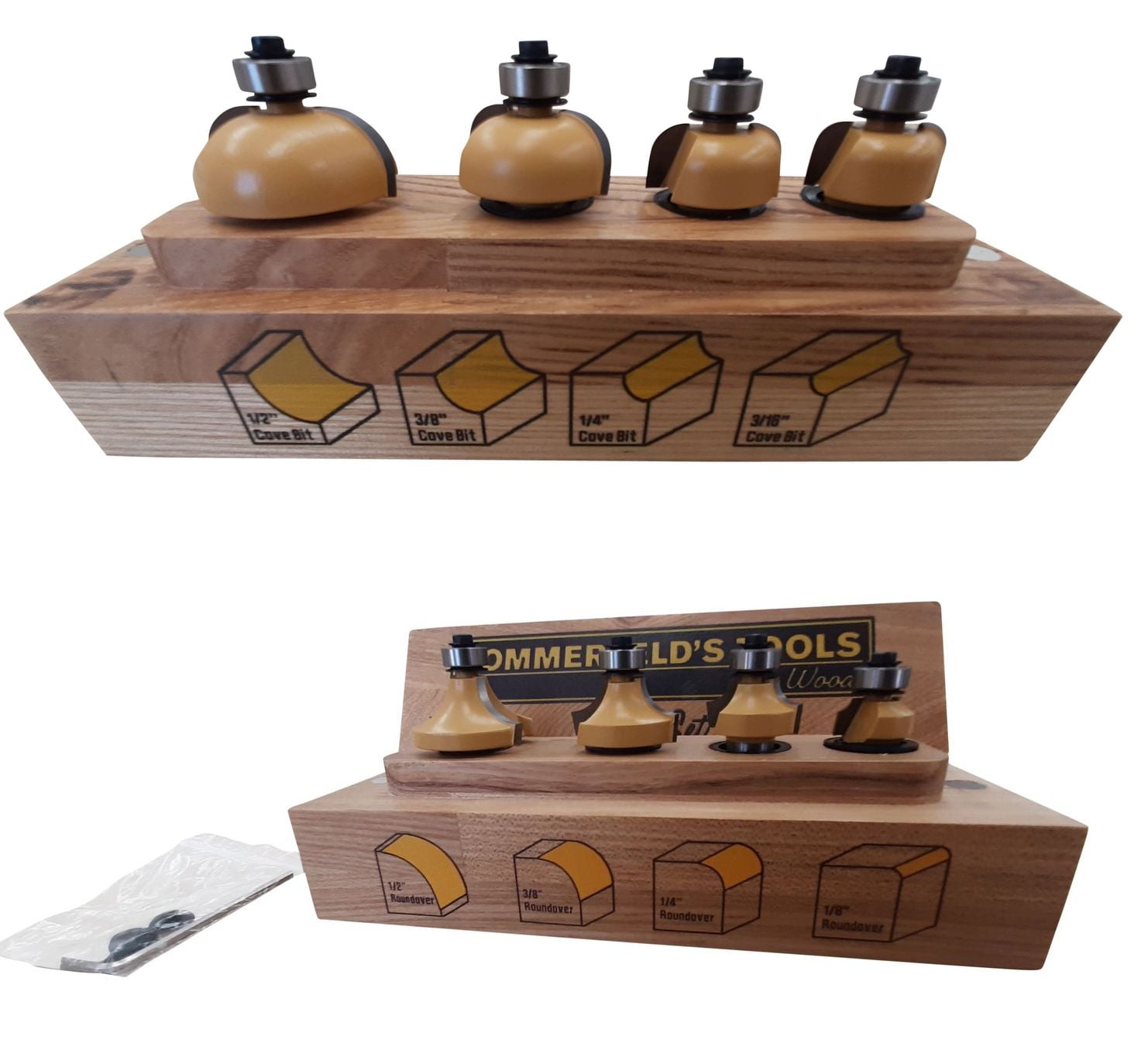 Sommerfeld's 8 Piece Cove and Roundover Bit Set 20023 1/2 inch shank ...