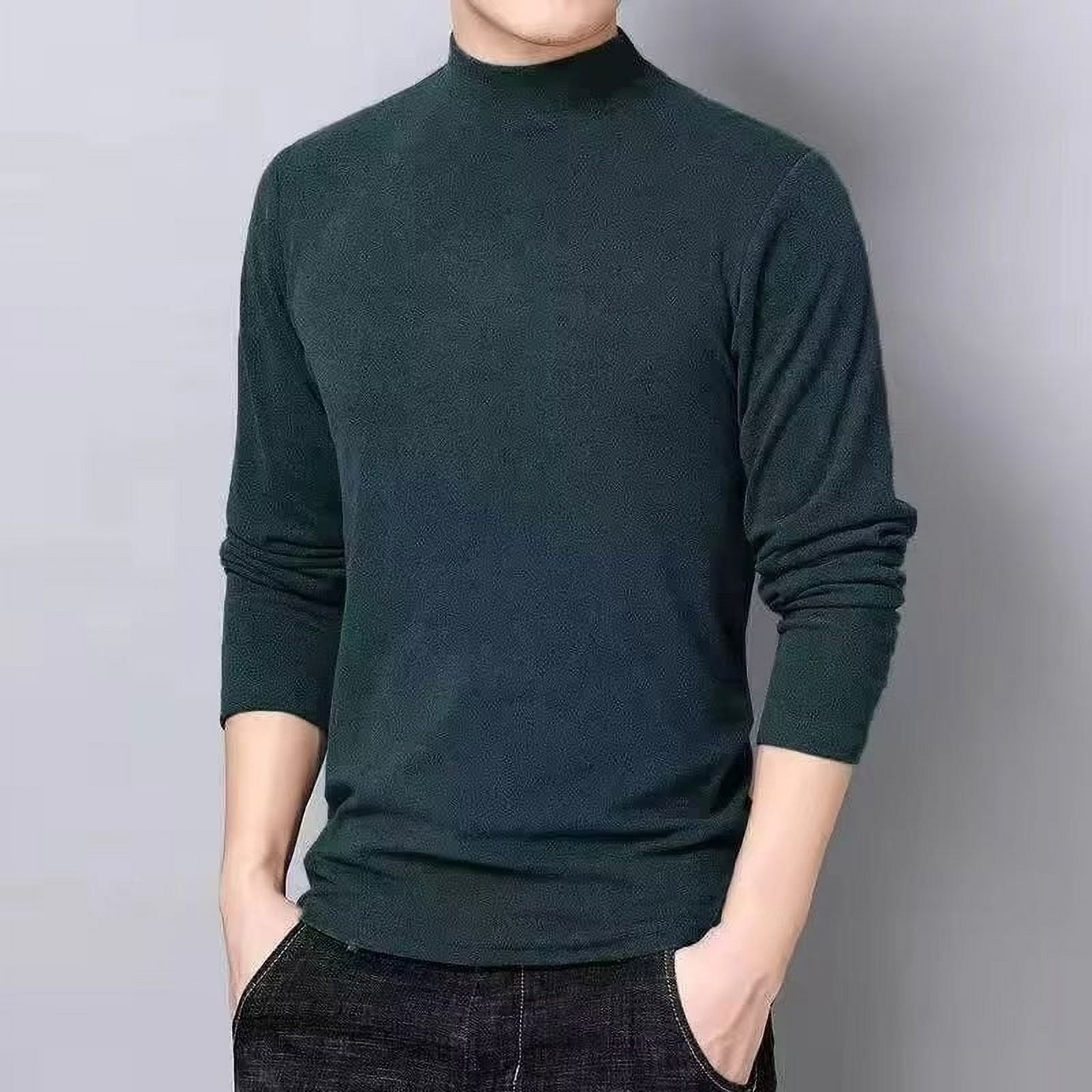 Somuwie Clearance Men's Derung Turtleneck Vintage Solid Color Elastic ...