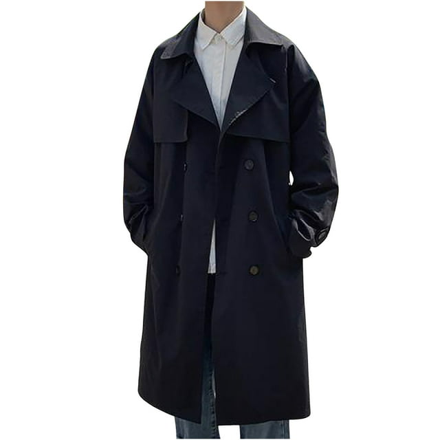 Somuwie Clearance Mens Winter Fashion Long Trench Coat Easy Color Warm