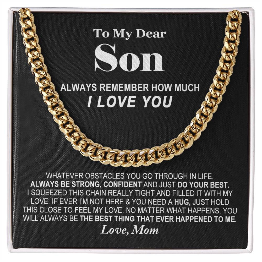 Son - Always Be Strong, Cuban Link Chain, Stainless Steel or Yellow Gold, Message Card & Gift ...