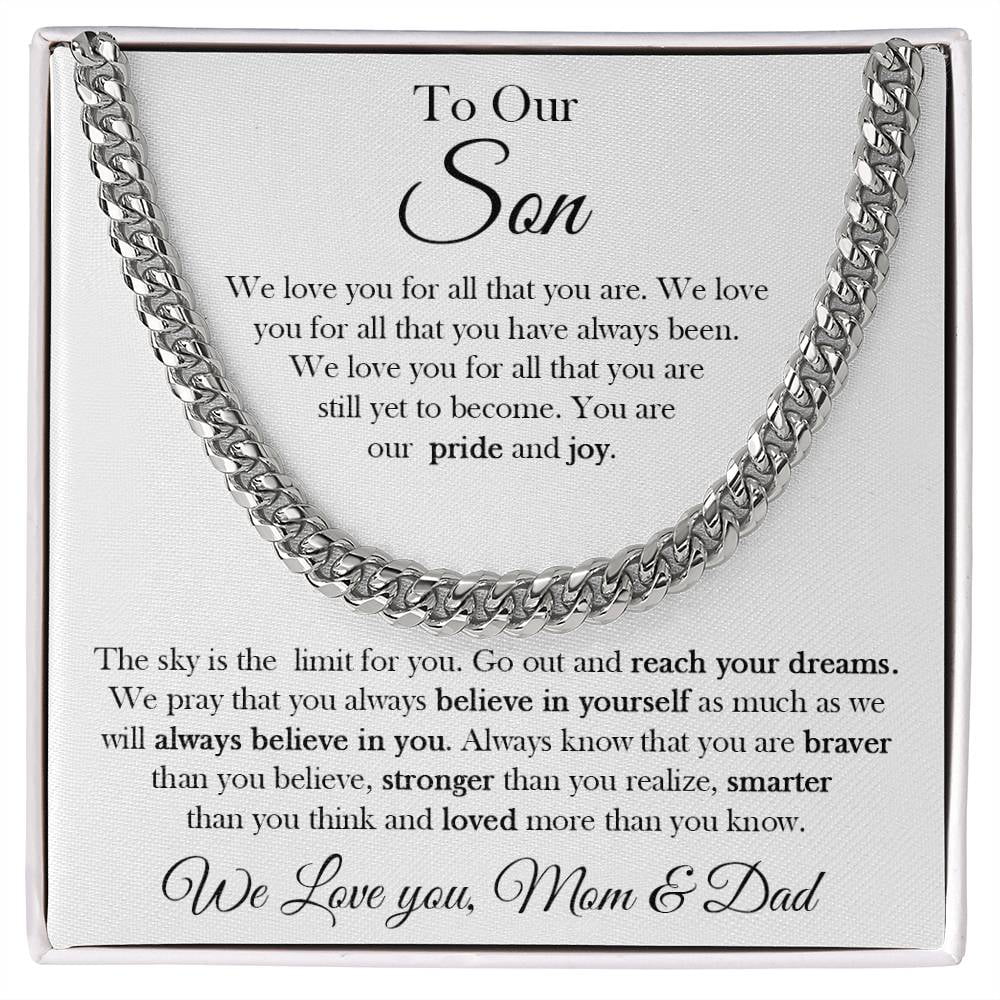 To Our Son Chain Necklace, Gift To Son From Mom and Dad, Birthday ...