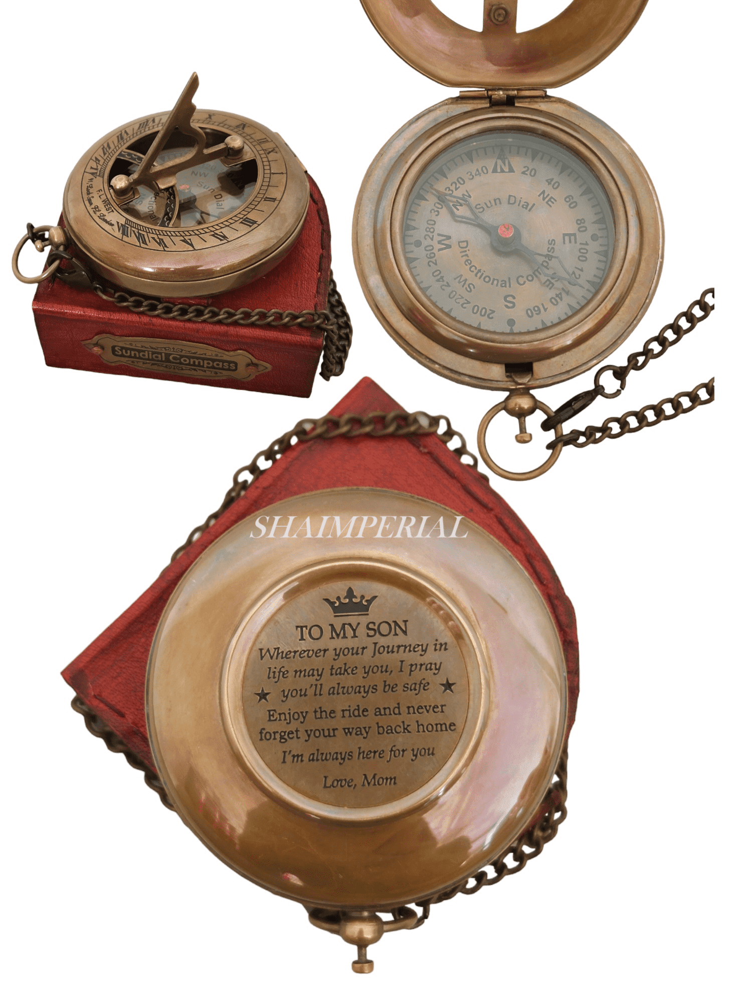 to My Son Compass Personalized Sundial Compass with Leather Case/Gift ...