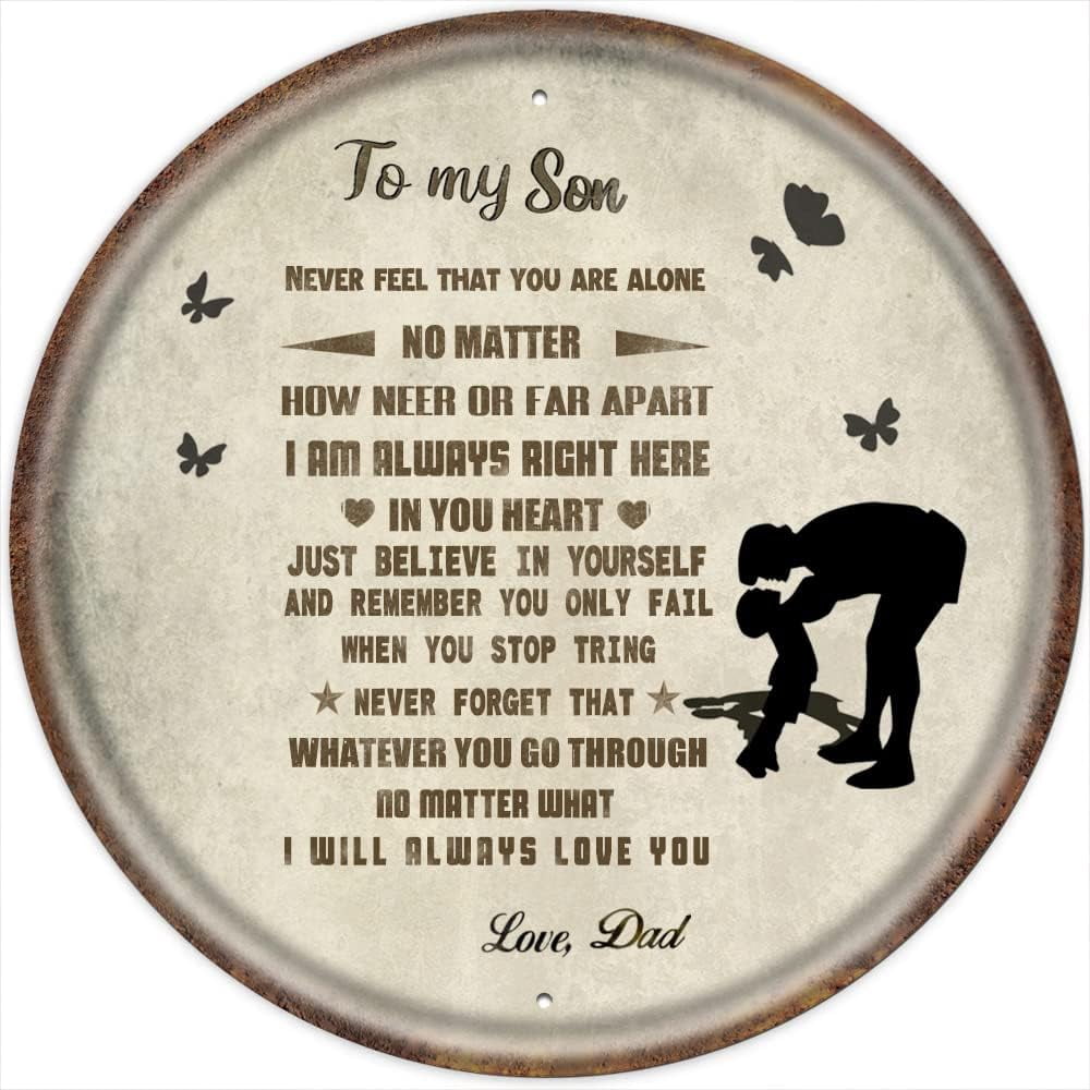 to My Son from Dad Round Metal Tin Sign,Birthday Gifts for Son,Kids ...