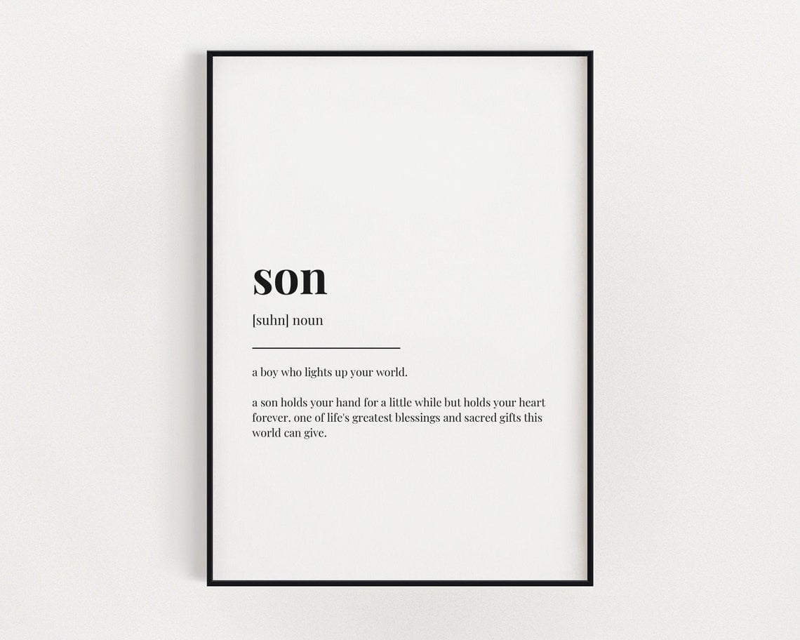 Son Definition Print, Wall Art Print, Definition Print, Quote Print ...
