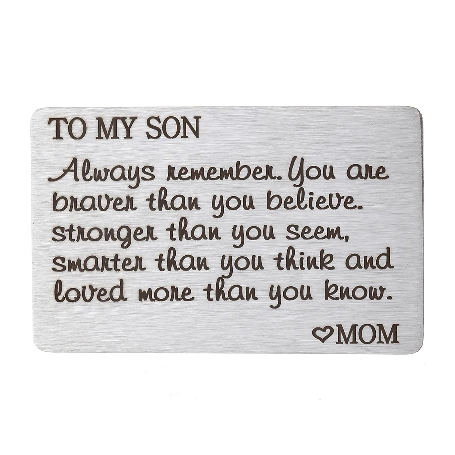 Mom To Son Engraved Wallet Card