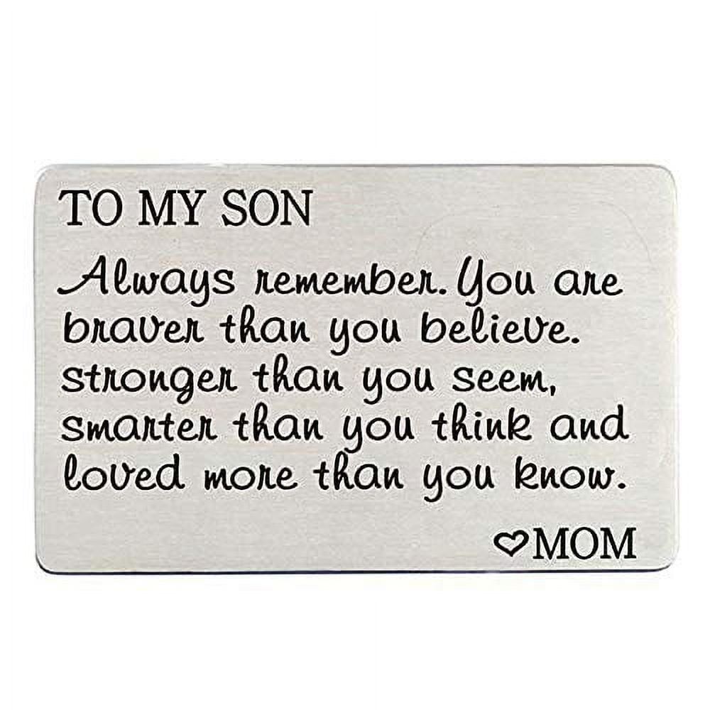 Son Gift from Mom Engraved Stainless Steel Wallet Card Men Boys Teen ...