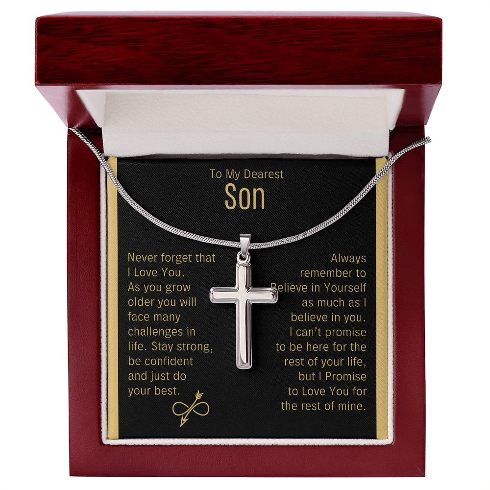 Son, Just Do Your Best - Cross Necklace - Artisan Cross Necklace - Gift Box & Message Card ...