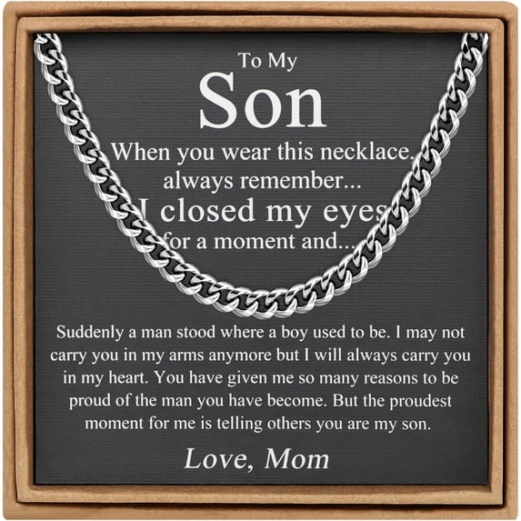 Son Mens Cuban Link Chain Necklace Hip Hop Birthday Granduation Jewelry ...