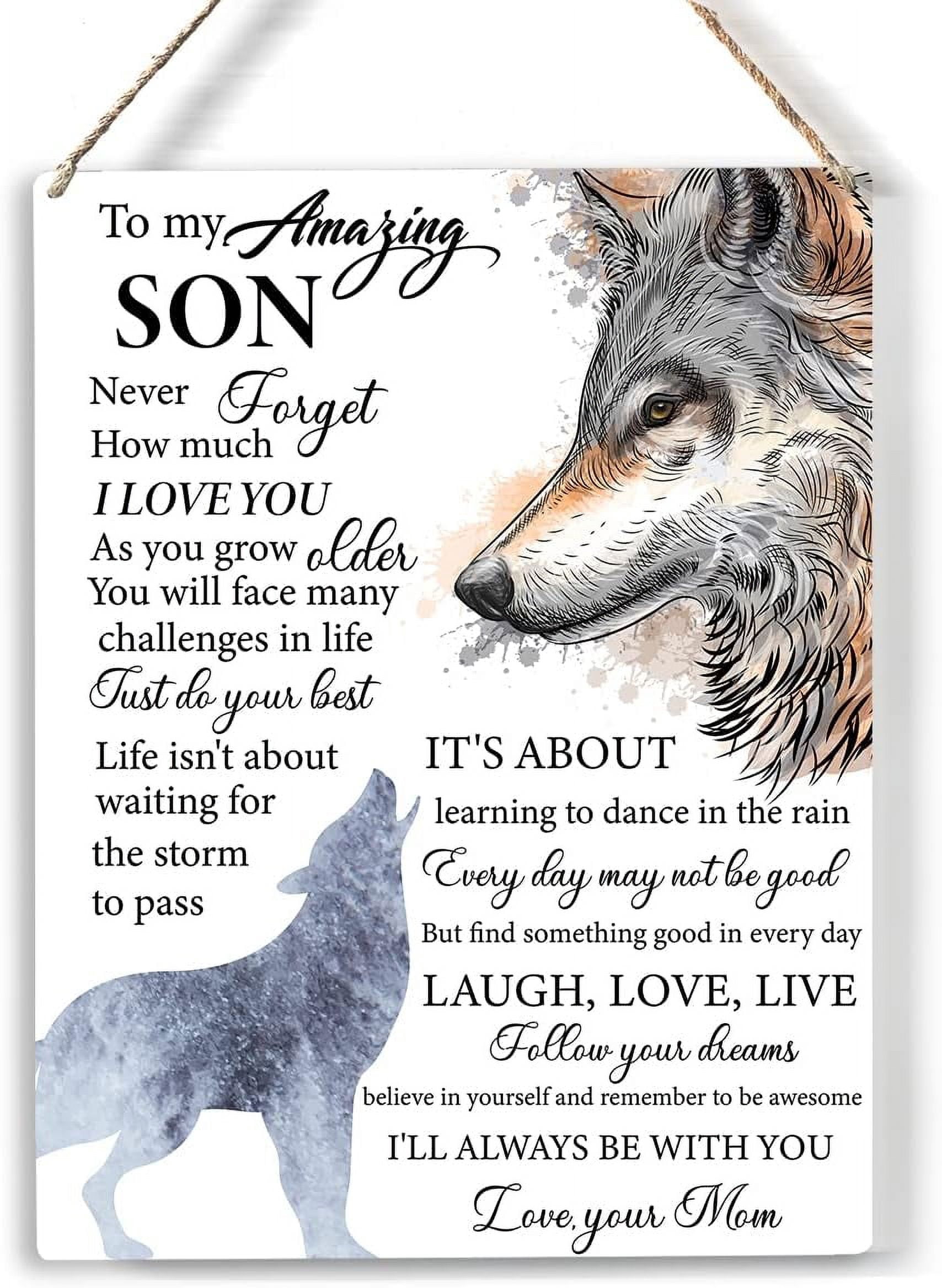 Son Never Forget How Much I Love You Wood Sign to My Amazing Son Wolf ...