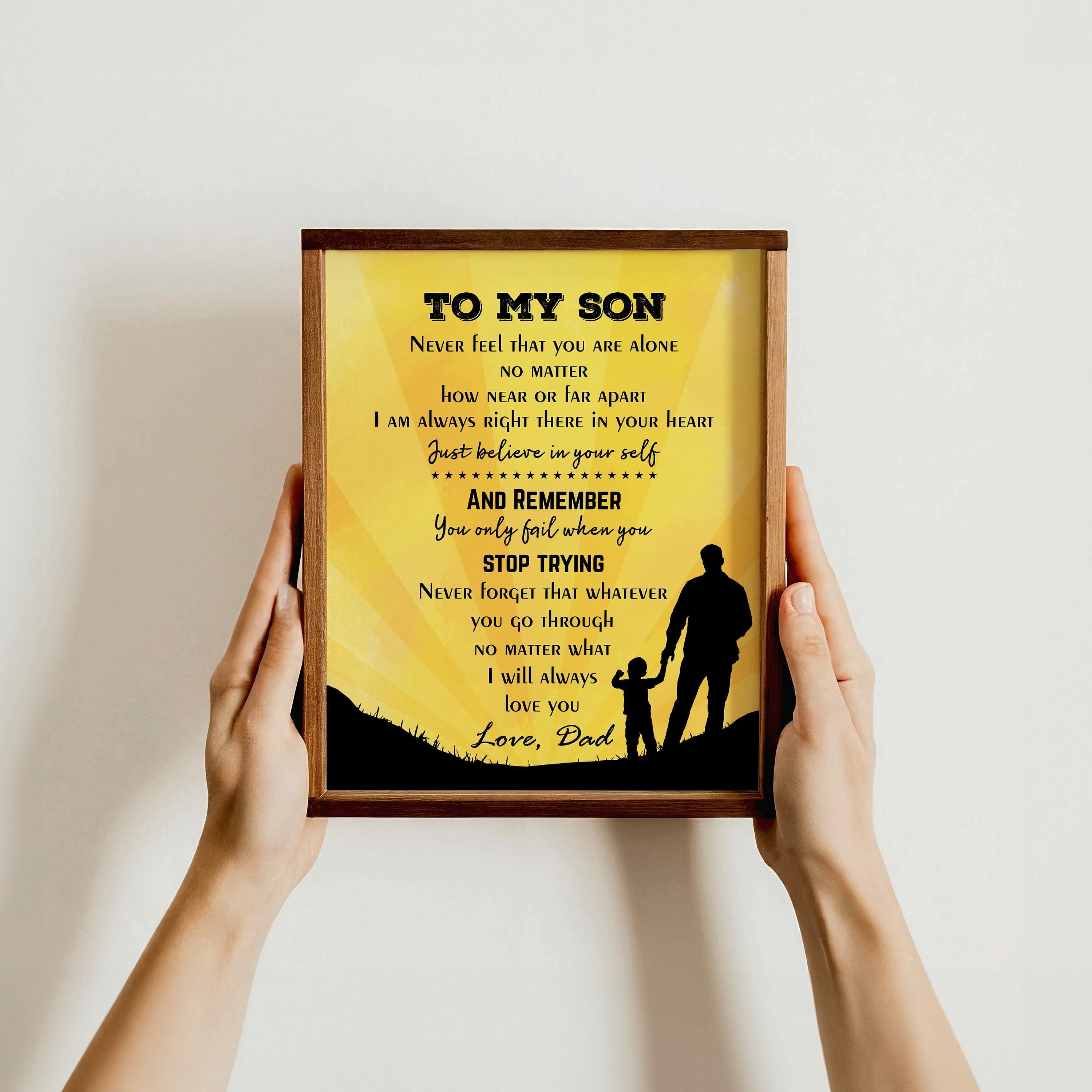 To My Son Wall Art , Inspirational Father To Son Quote, Motivational ...