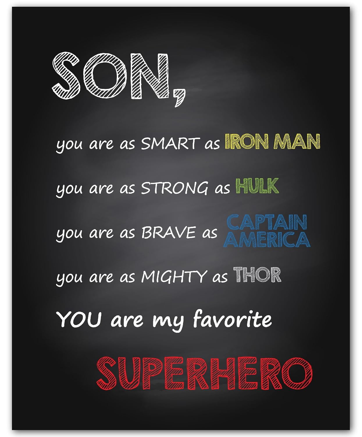 Son You Are My Favorite Superhero - Motivational Wall Art Print ...