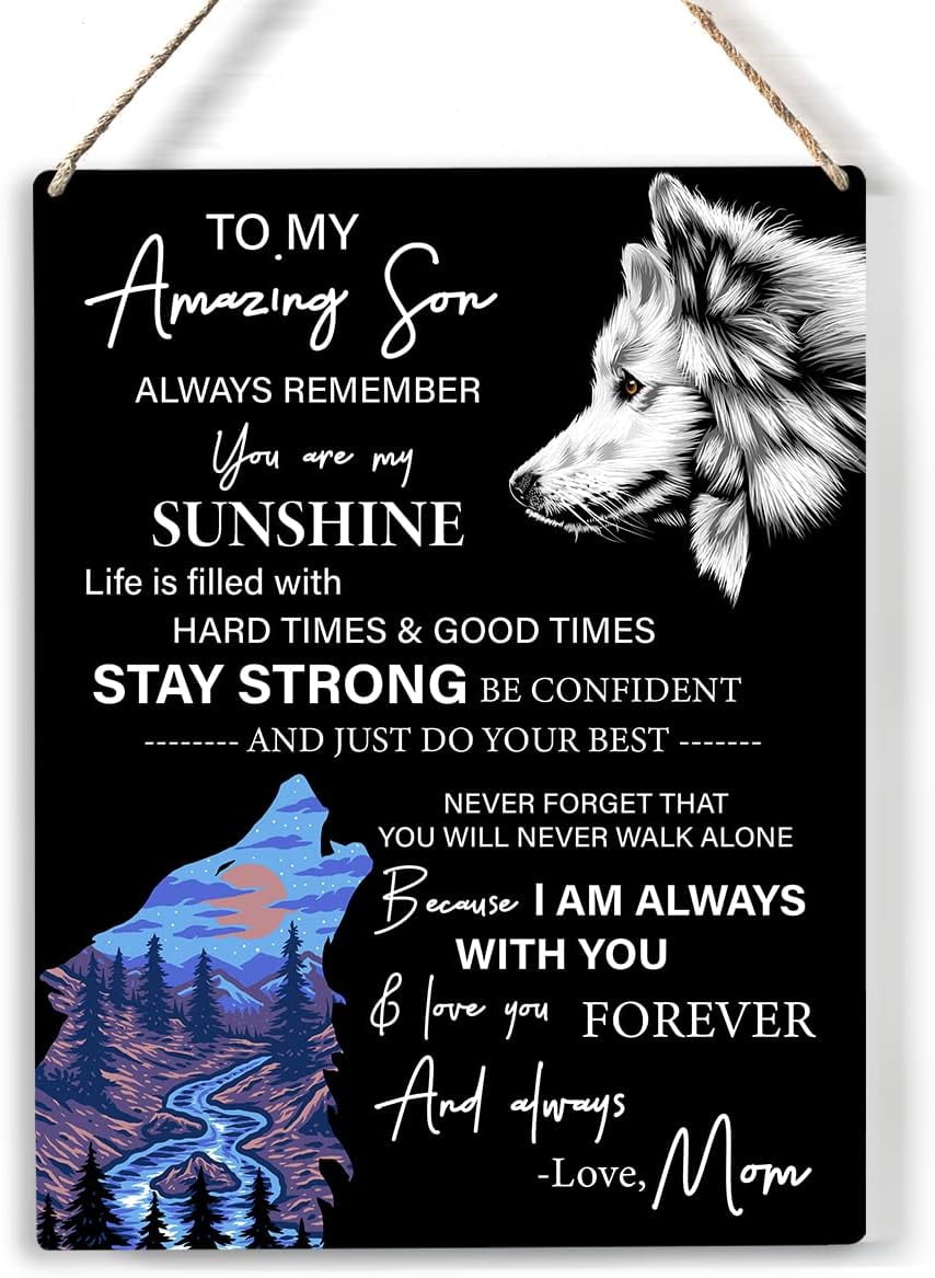 Son You are My Sunshine Wood Sign to My Amazing Son Wolf Wooden Signs ...