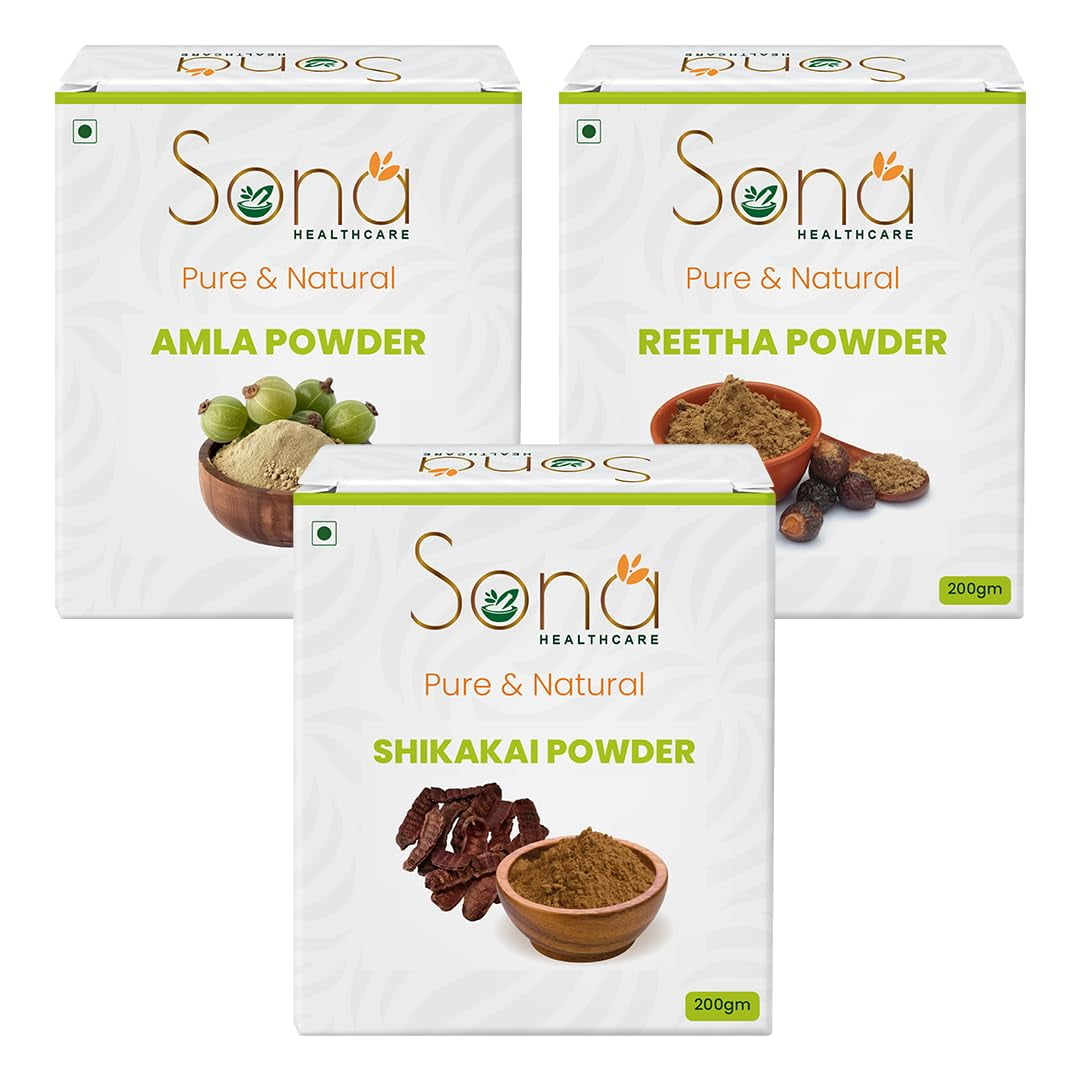 Sona Healthcare Amla Reetha Shikakai Powder Combo powder Pack for Hair ...