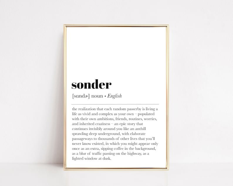 Sonder Definition | Inspiring Definition | Word Definition Wall Art ...