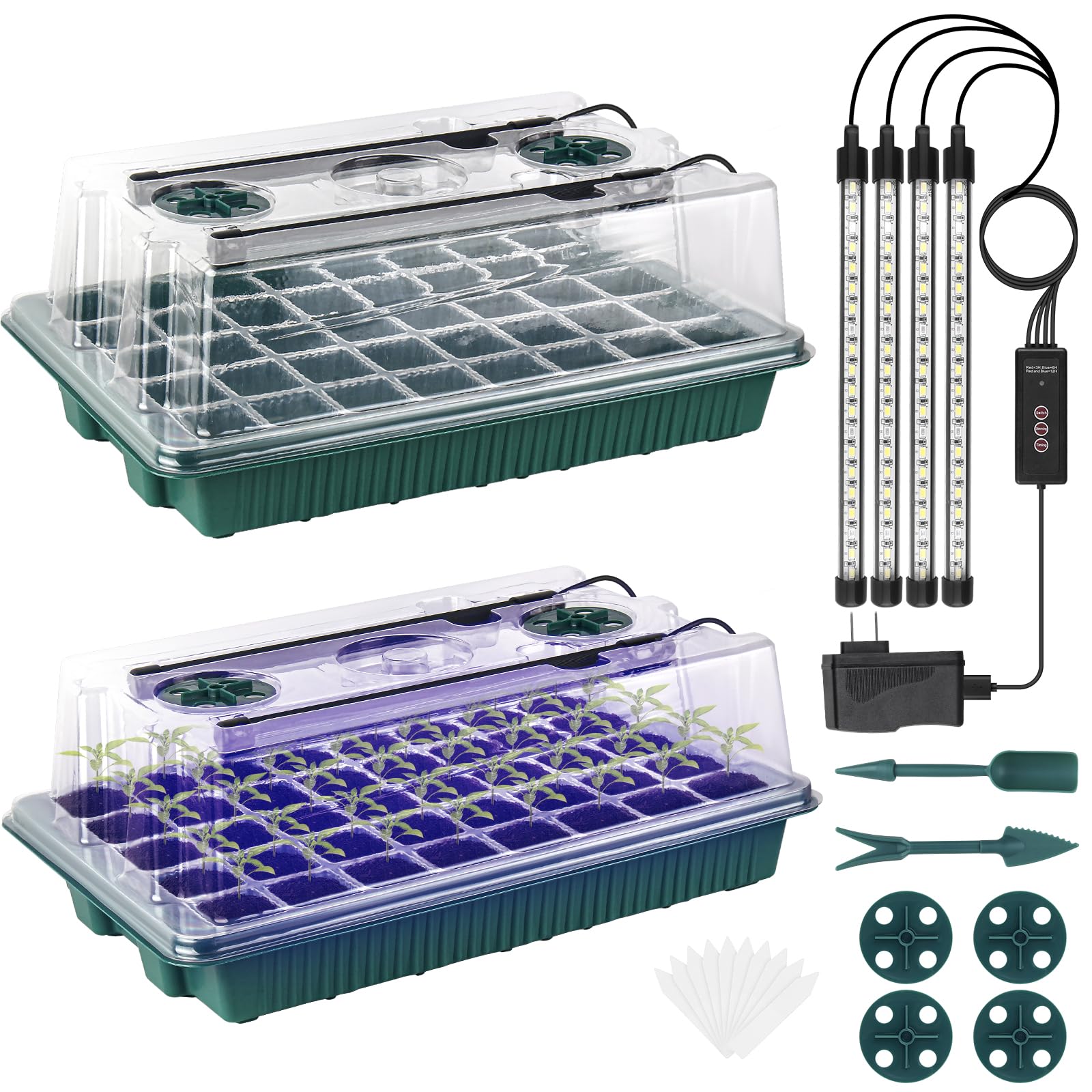 Sondiko Seed Starter Tray with Grow MVR1 Light, 80 Cells Seed Starter ...