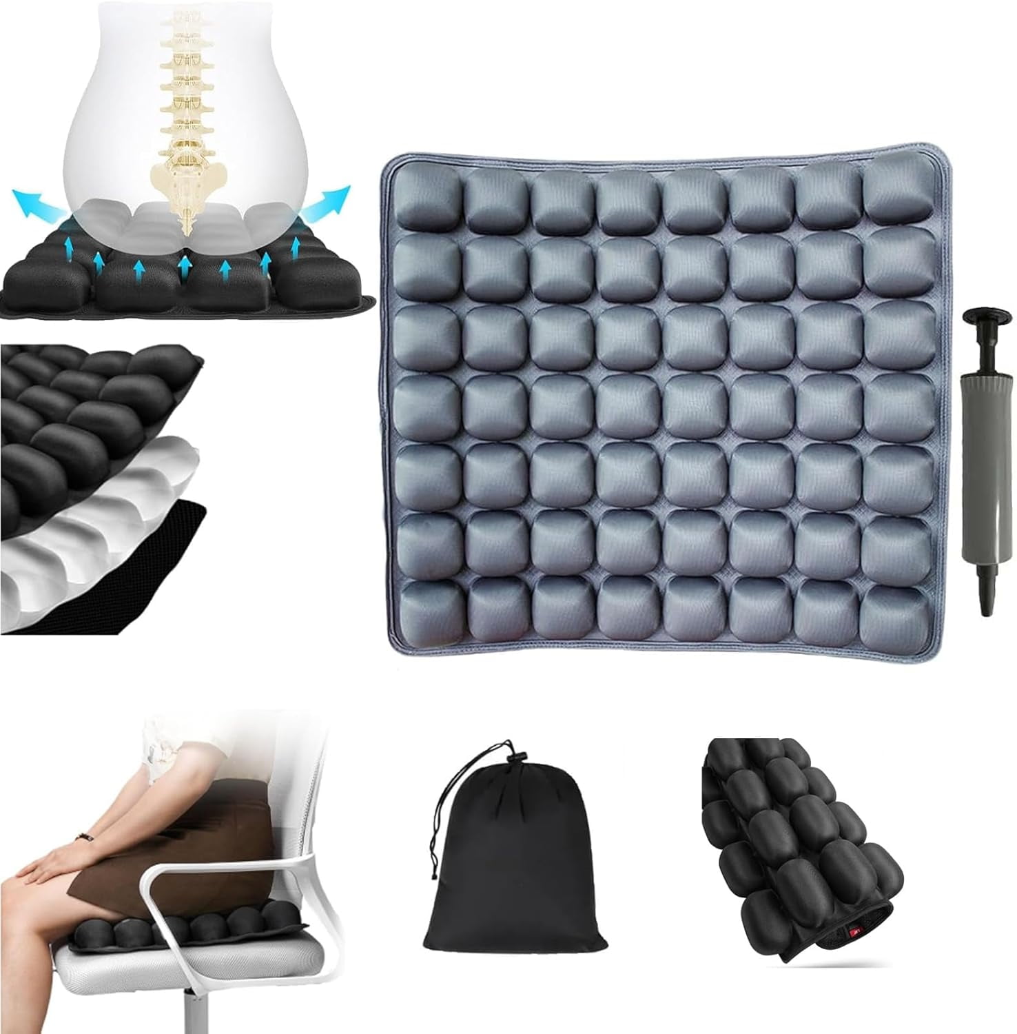Sondur Travel Cushion - 2025 New Inflatable Seat Cushion, 3D Air Cell ...