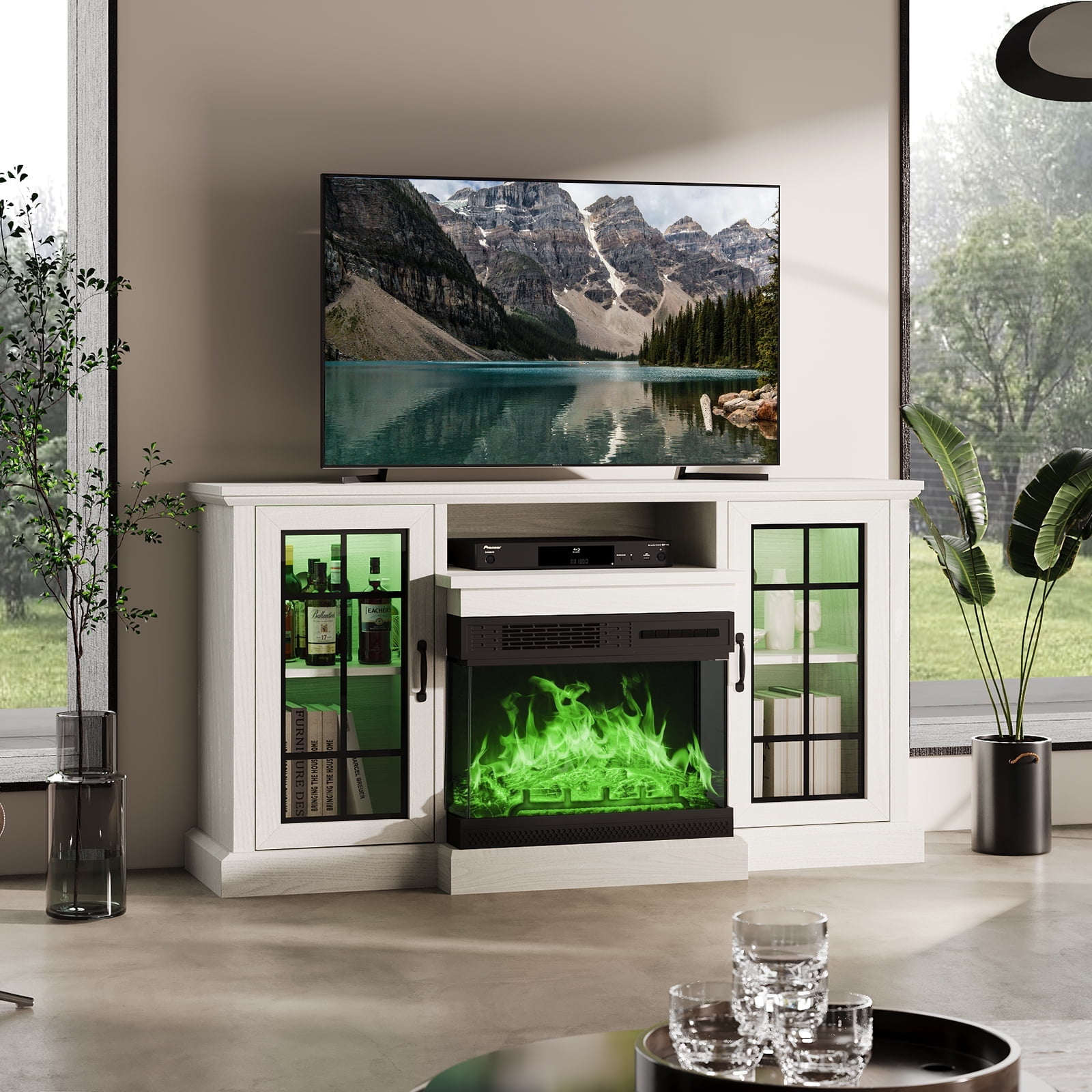 Sonegra 58" Fireplace TV Stand with Led Light, Entertainment Center for ...