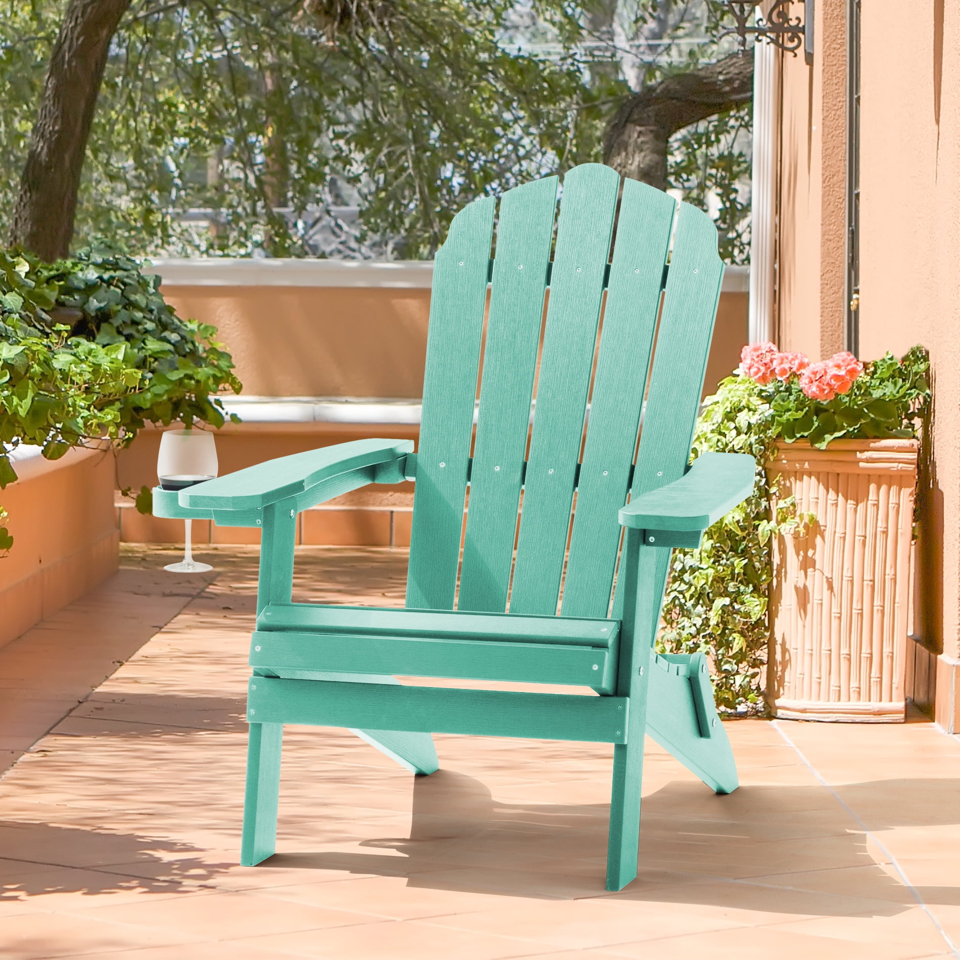 Sonerlic 1 Pcs Folding Adirondack Chair Patio Outdoor Plastic Fire Pit ...