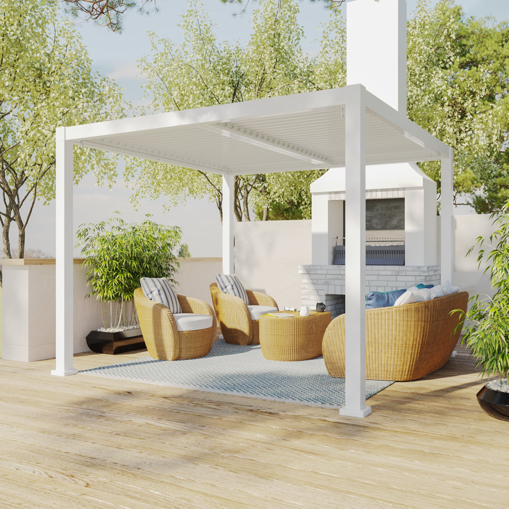 Sonerlic 10x10ft Patio Pergola All Aluminum with Adjustable Louvered ...