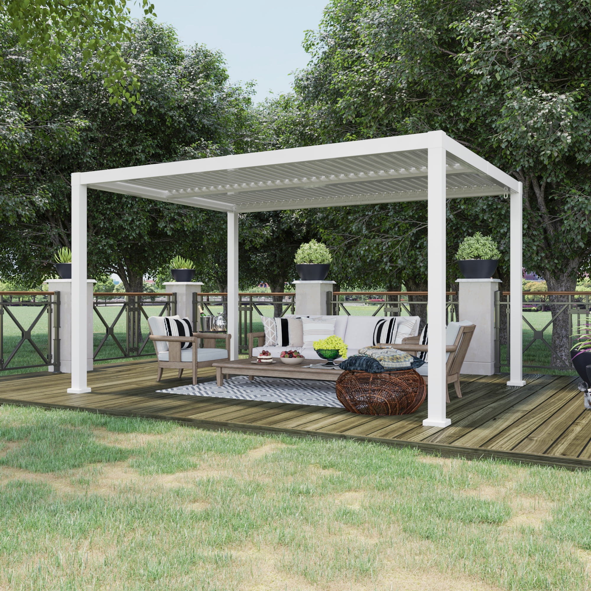 Sonerlic 10x13ft Patio Pergola All Aluminum with Adjustable Louvered ...