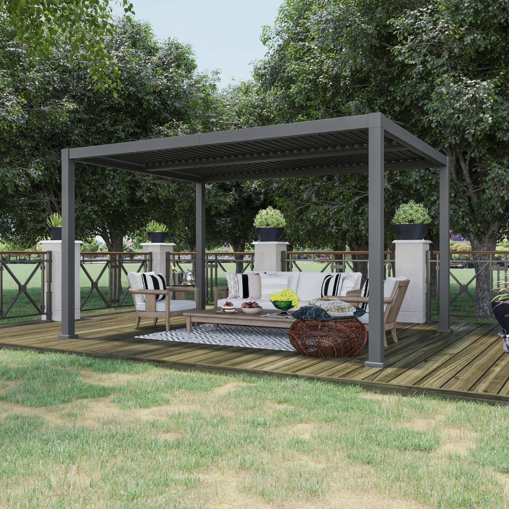 Sonerlic 10x13ft Patio Pergola All Aluminum with Adjustable Louvered ...