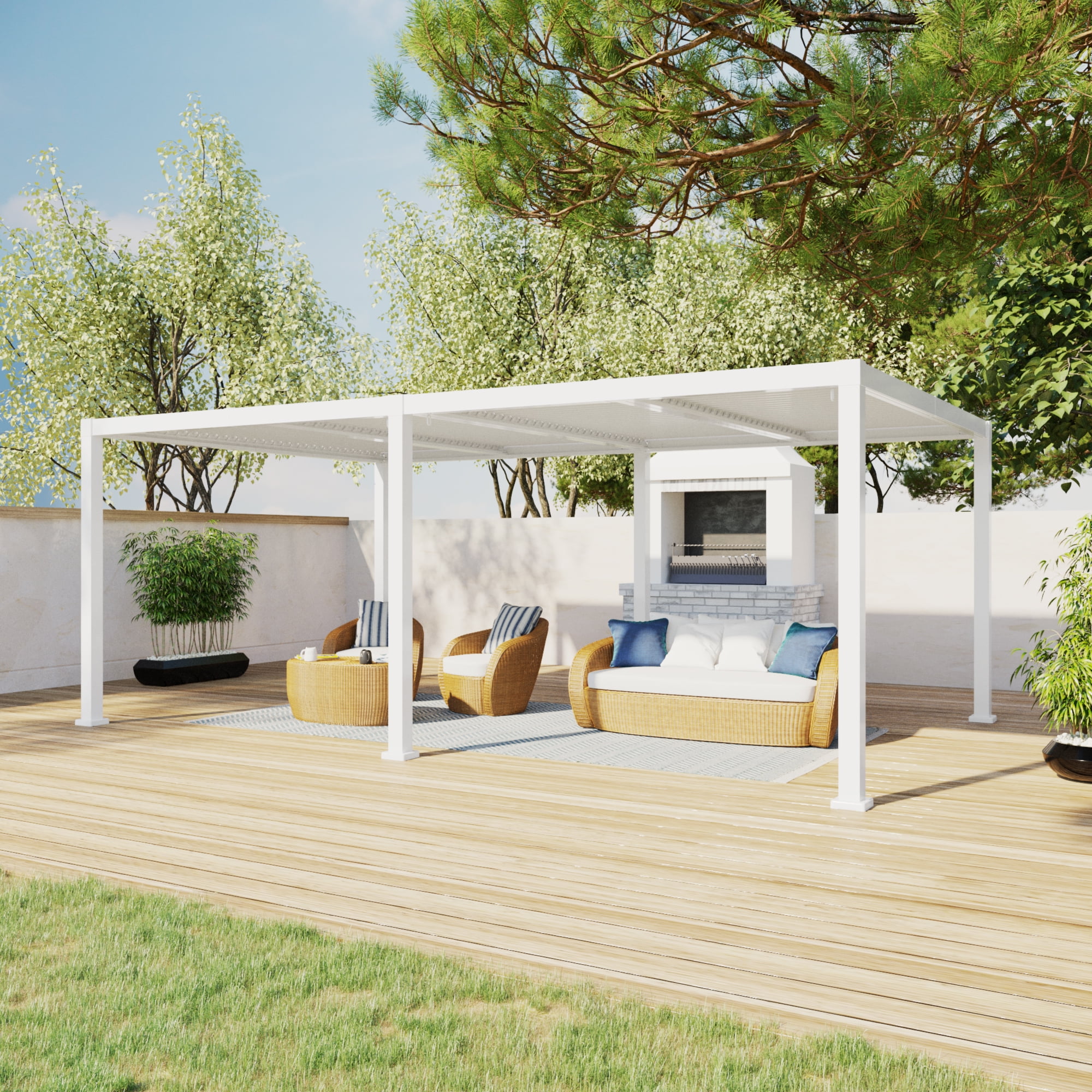 Sonerlic 12x20ft Patio Pergola All Aluminum with Adjustable Louvered ...