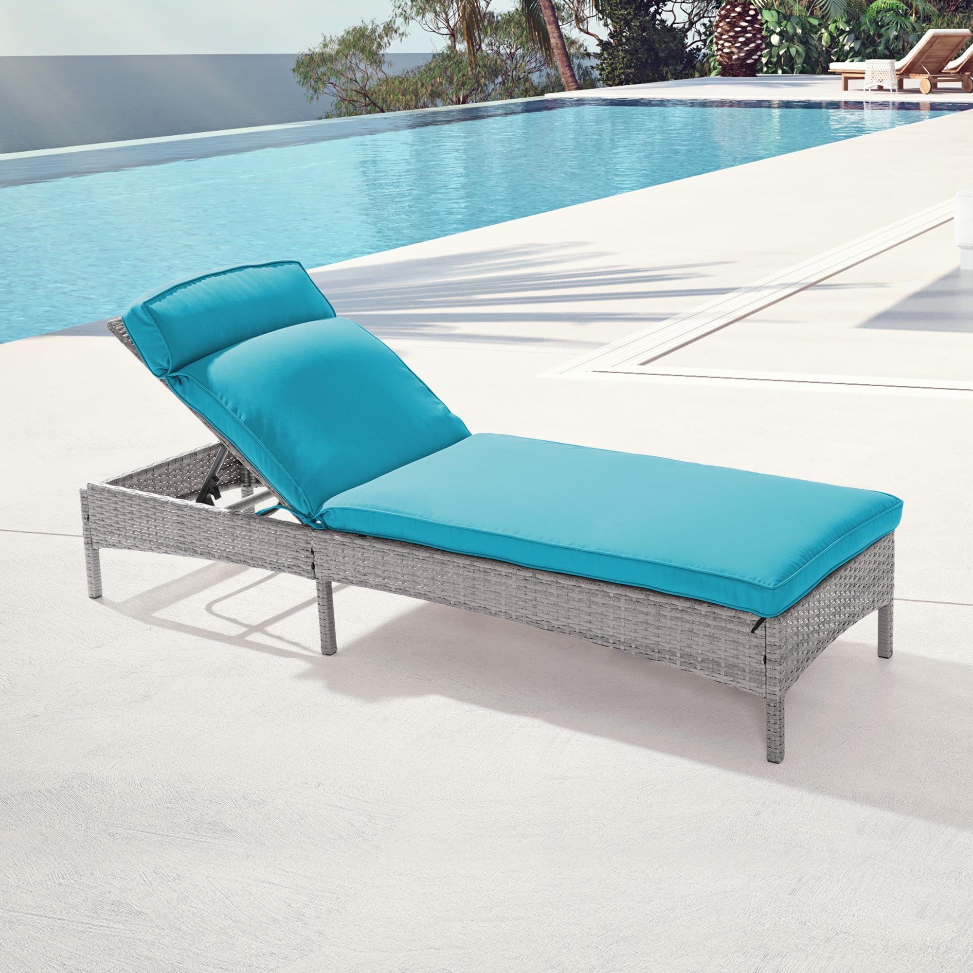 Sonerlic Outdoor Lounge Chaise Patio Rattan Chair Adjustable ...