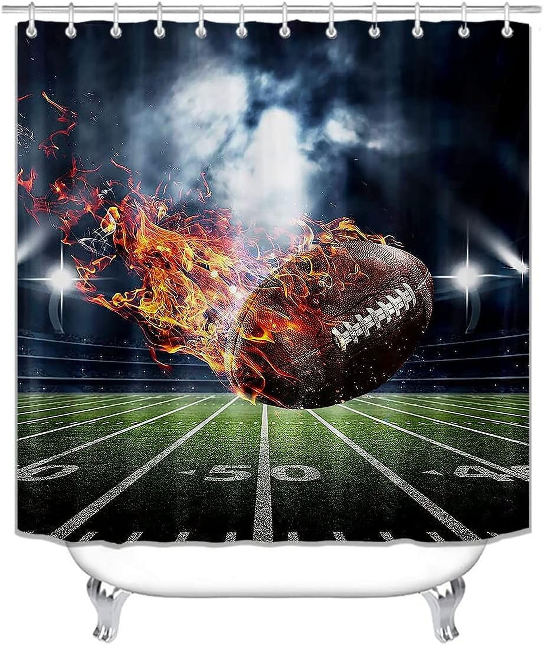 Sonernt Burning American Football Shower Curtain 72x72inch, Flying ...