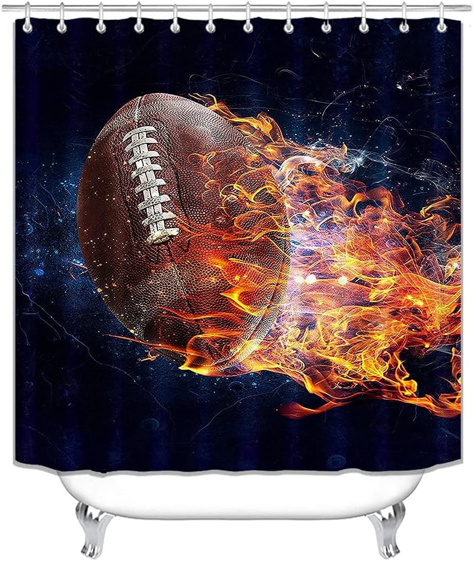 Sonernt Fantasy Burning American Football Fabric Shower Curtain ...
