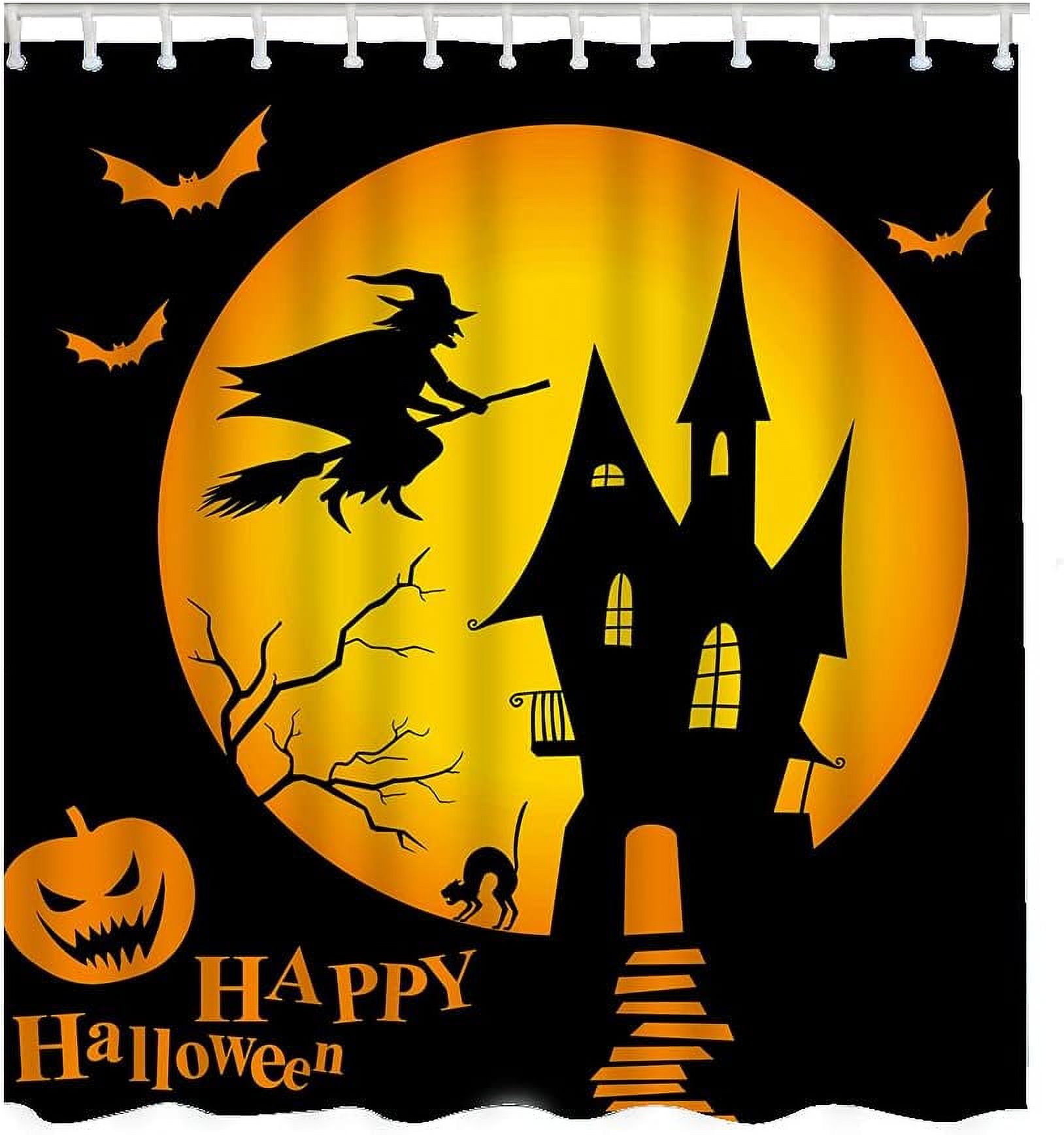 Sonernt Halloween Party Scary Full Moon Shower Curtain Spooky Sweeper ...