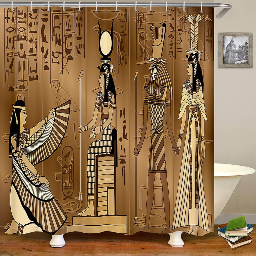 Sonernt Retro Egyptian Pharaoh Gold Shower Curtain 72x72 inch Bathroom ...