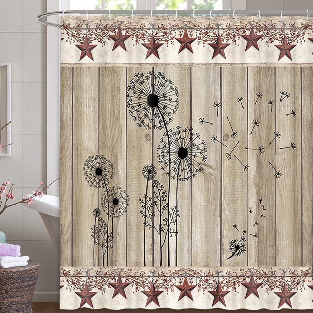 Sonernt Rustic Dandelion Shower Curtains for Bathroom, Country Chic ...