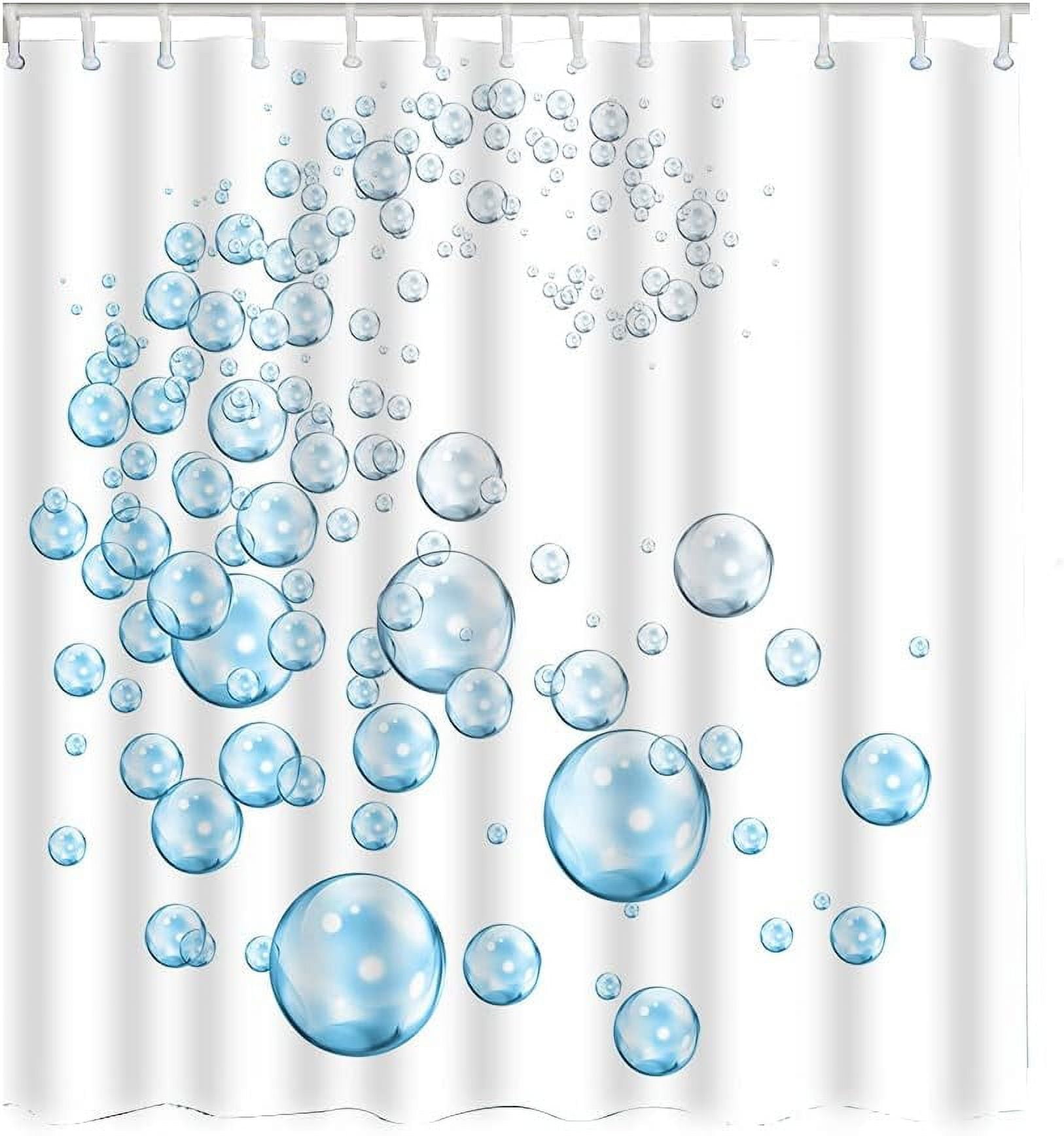 Sonernt Water Bubbles Cyan Shower Curtain Fresh Transparent Soda Fizzy ...