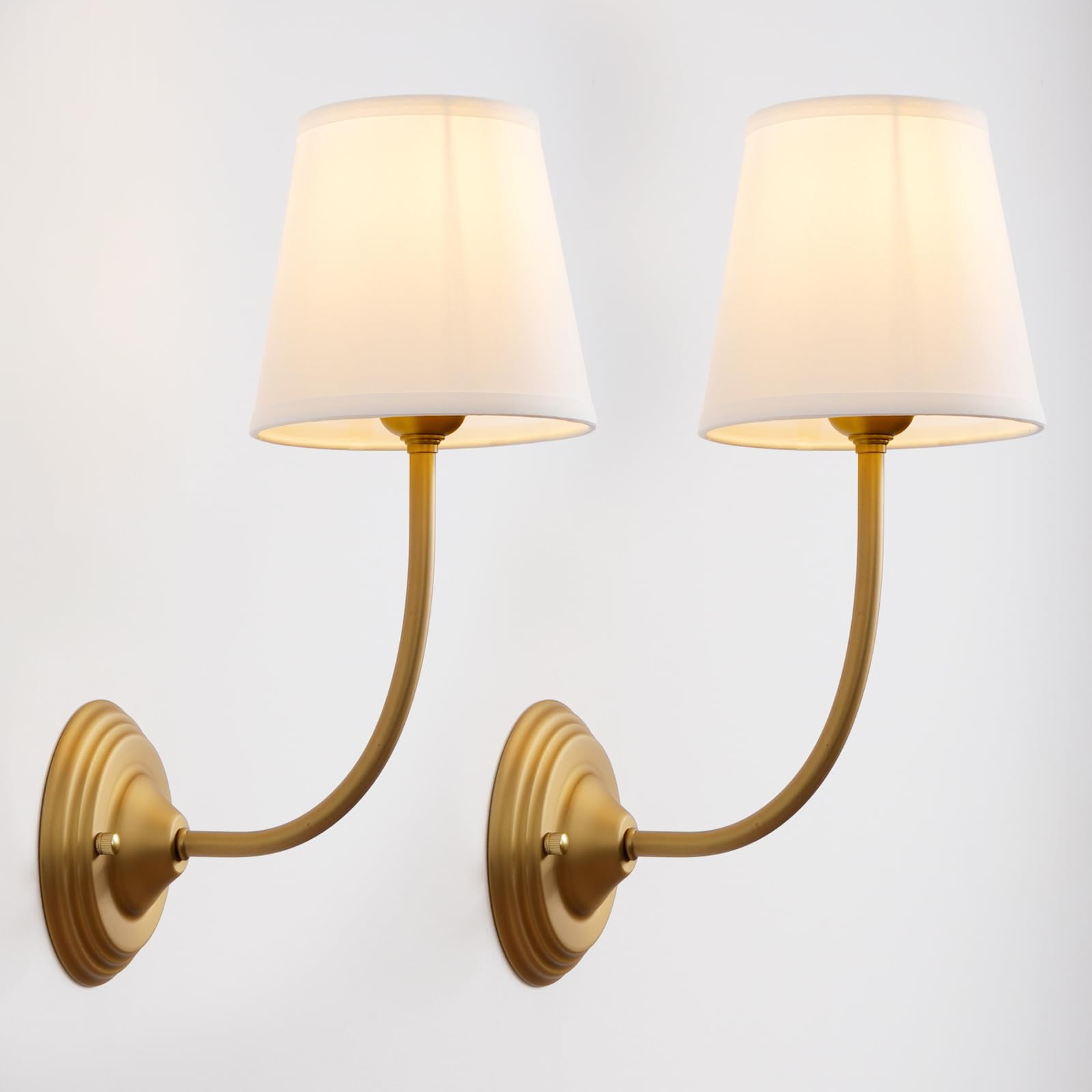 SongCiLT Vintage Fabric Wall Sconces Set of 2 with Funnel Linen Cloth ...