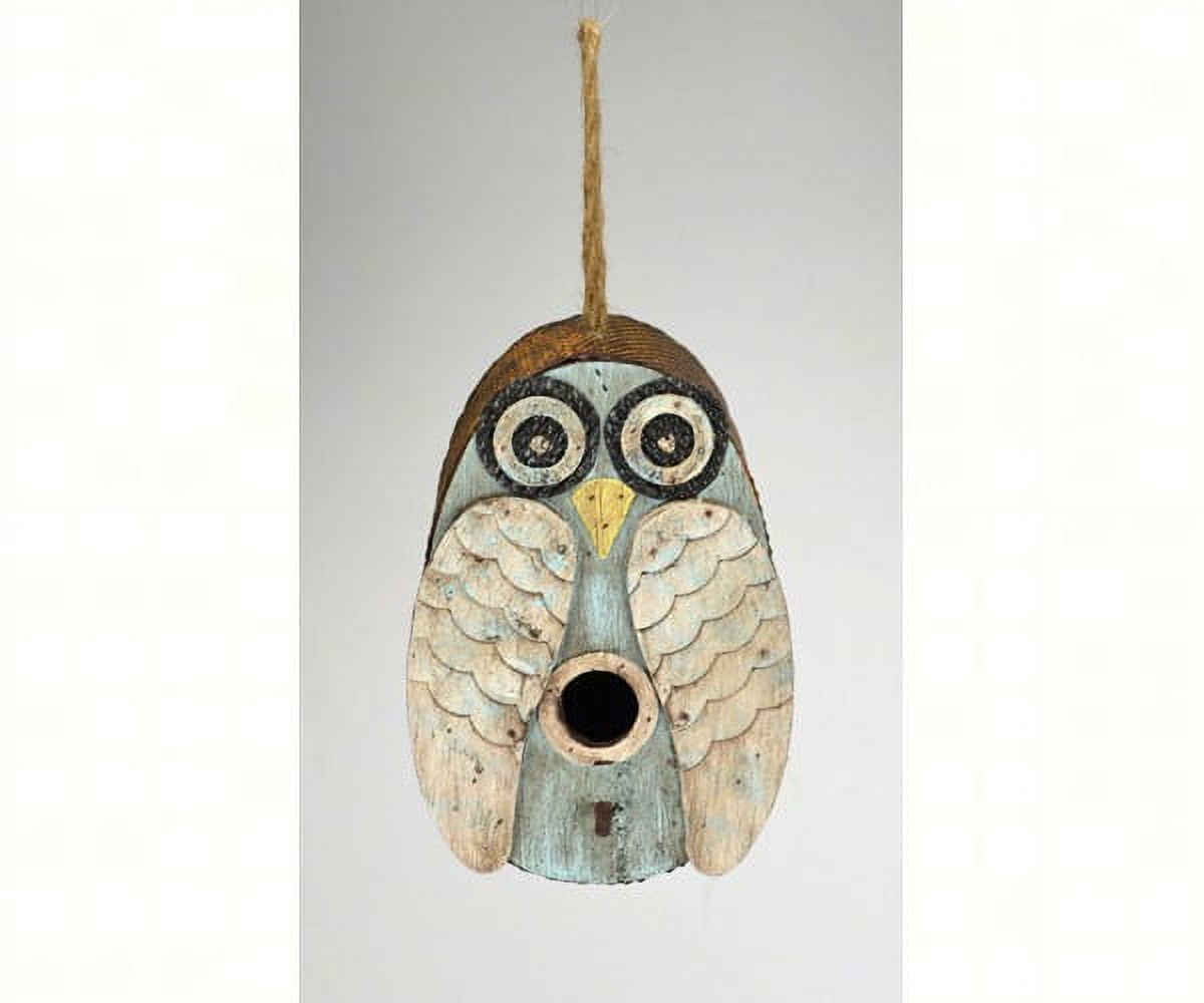 Home & Garden Blue Owl Birdhouse Metal Lead Free Paint Rustic Se984 ...