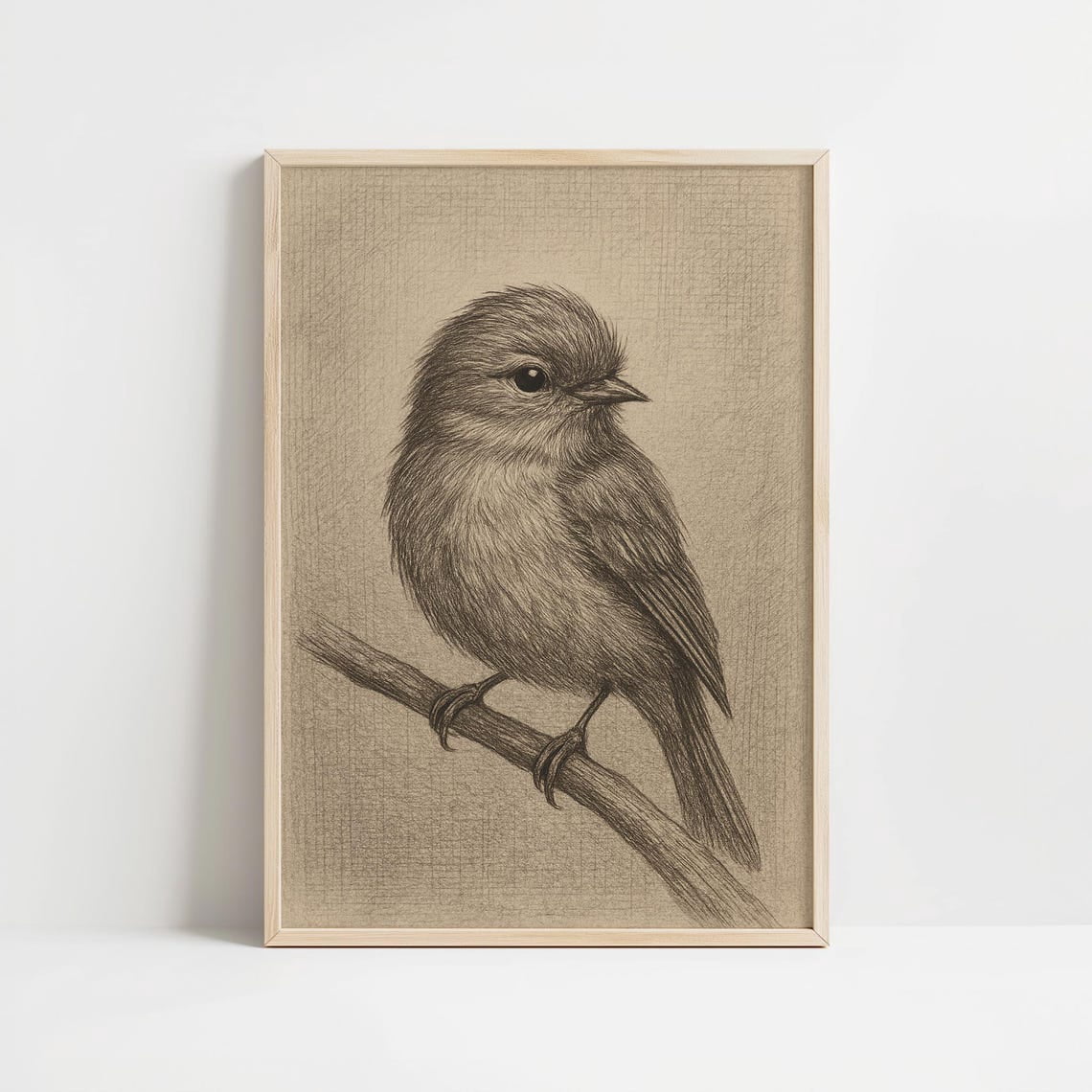 Songbird Pencil Drawing Minimalist Graphite Sketch Art Print, Unframed ...