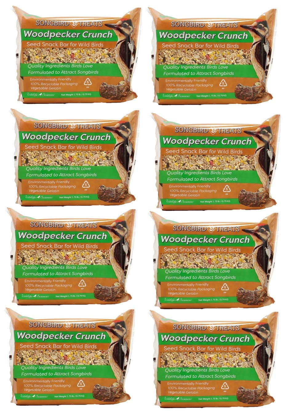 Songbird Treats Seed Bars 8 Pack of 1.75 lb Bird Seed Cakes for Wild ...