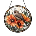 Songbird Window Hanging – Stained Glass Style Poppy Flower Art ...