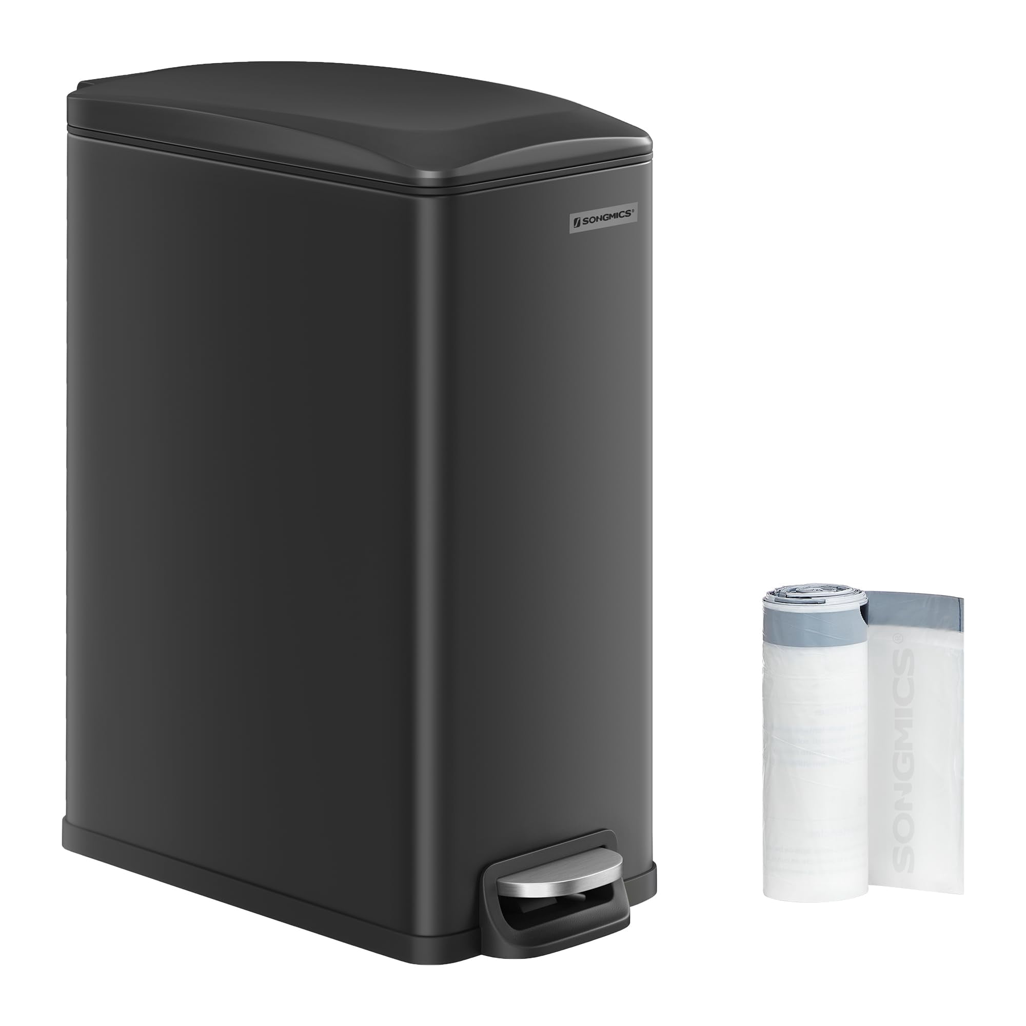 Songmics Slim Trash Can 13-gallon (50 L) Garbage For Narrow Spaces With ...
