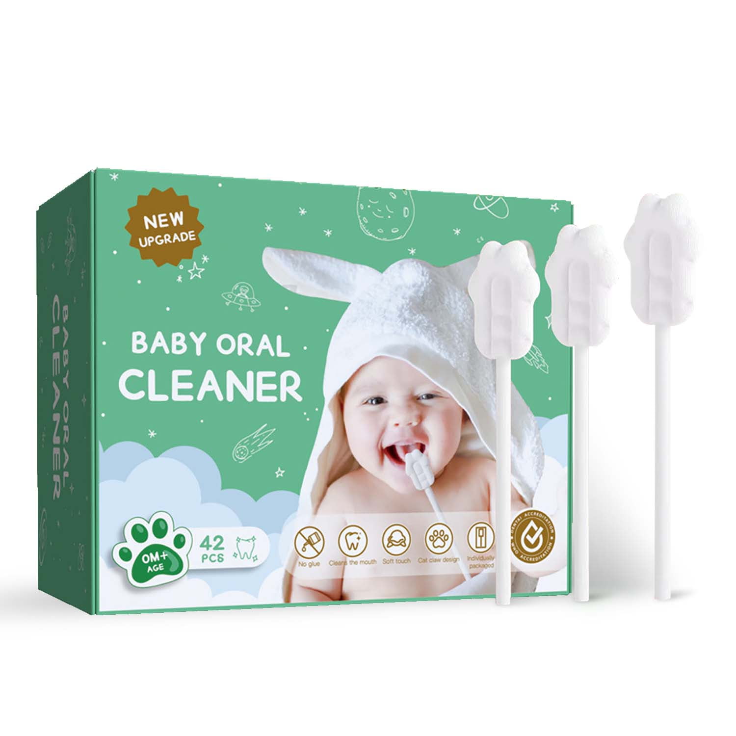 Songsun 42-Pack Baby Tongue Cleaner (Cat Claw Design), Baby Disposable ...