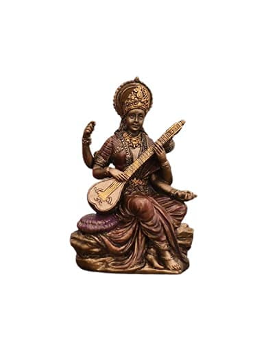 Soni Craft Handicraft Copper Maa Saraswati Statue for Puja 8 cm Playing ...