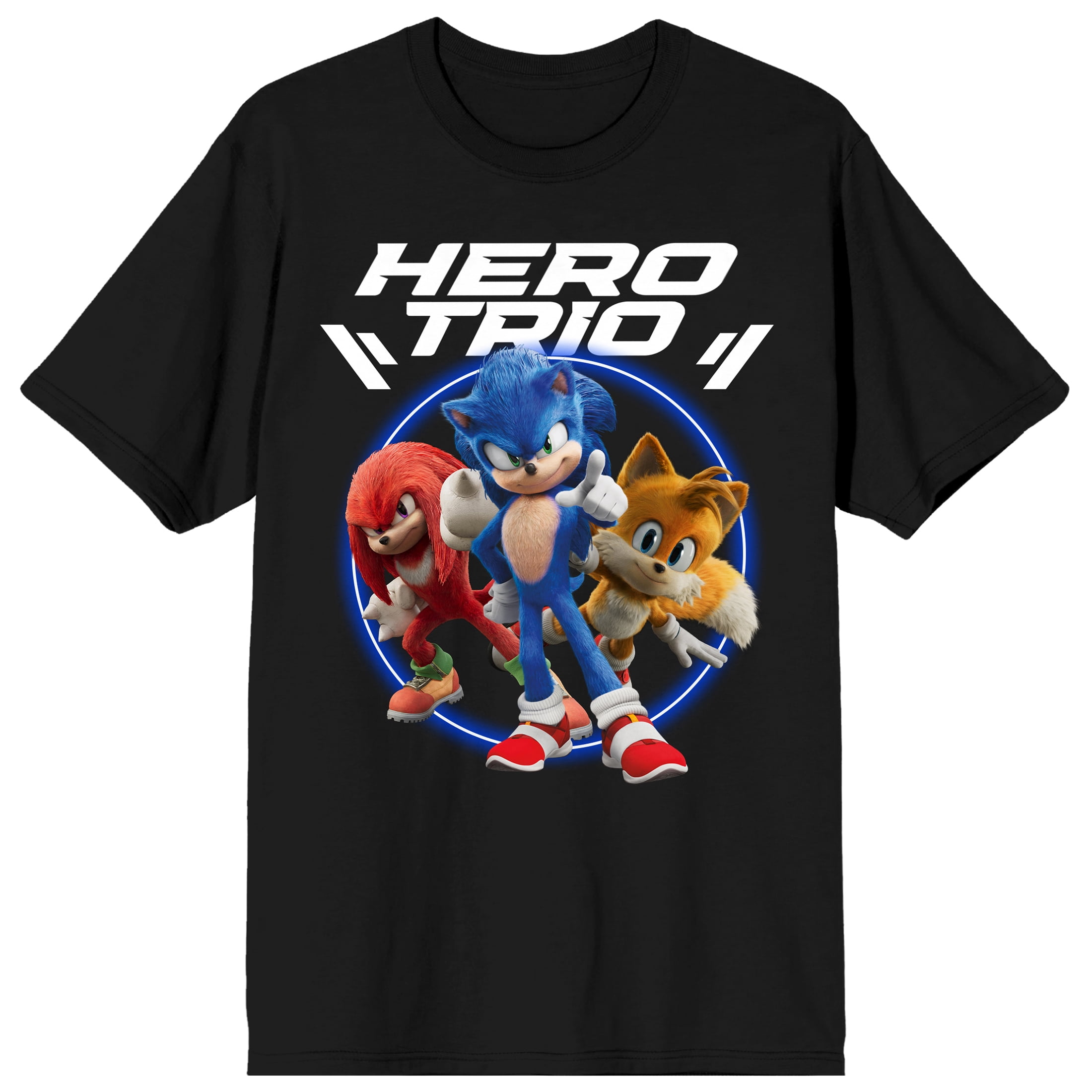 Sonic 3 Movie Hero Trio Men's Black Crew Neck Short Sleeve T-shirt-4XL ...