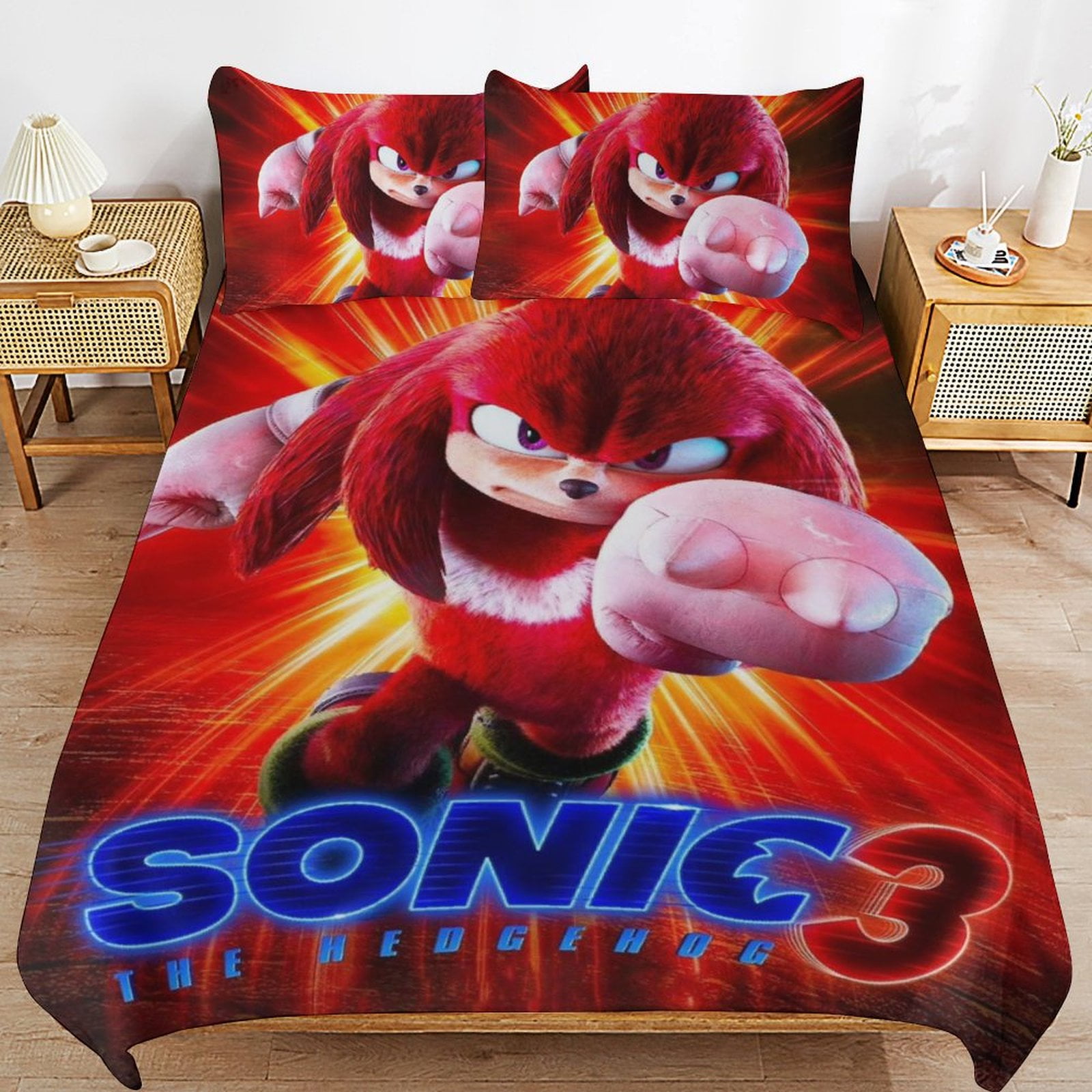 Sonic 3 Three Piece Bedding Soft Cute Bed Suit with 1 Duvet Cover and 2 ...