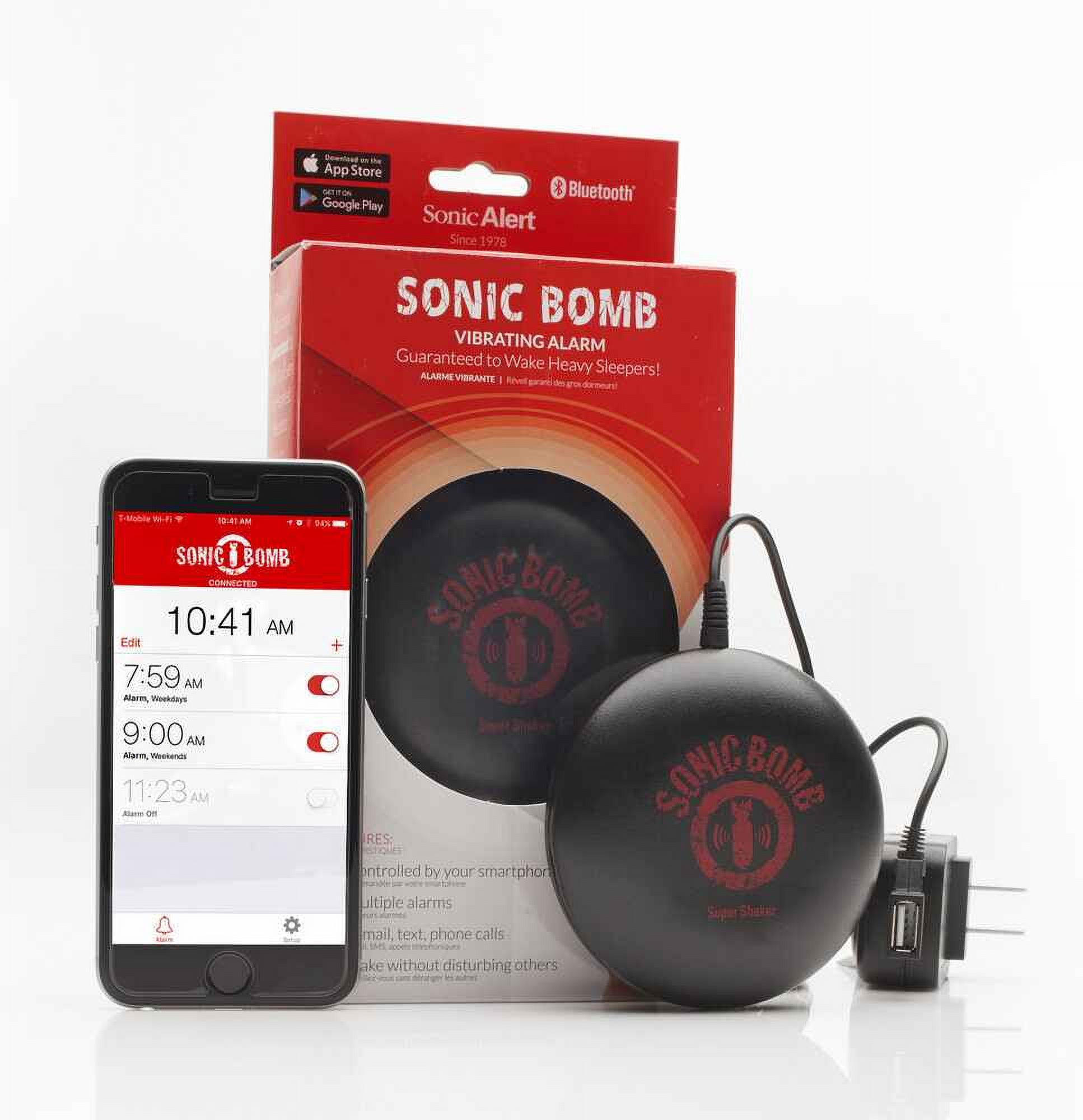 Sonic Alert Sonic Bomb Bluetooth Portable Super Bed Shaker Alarm ...