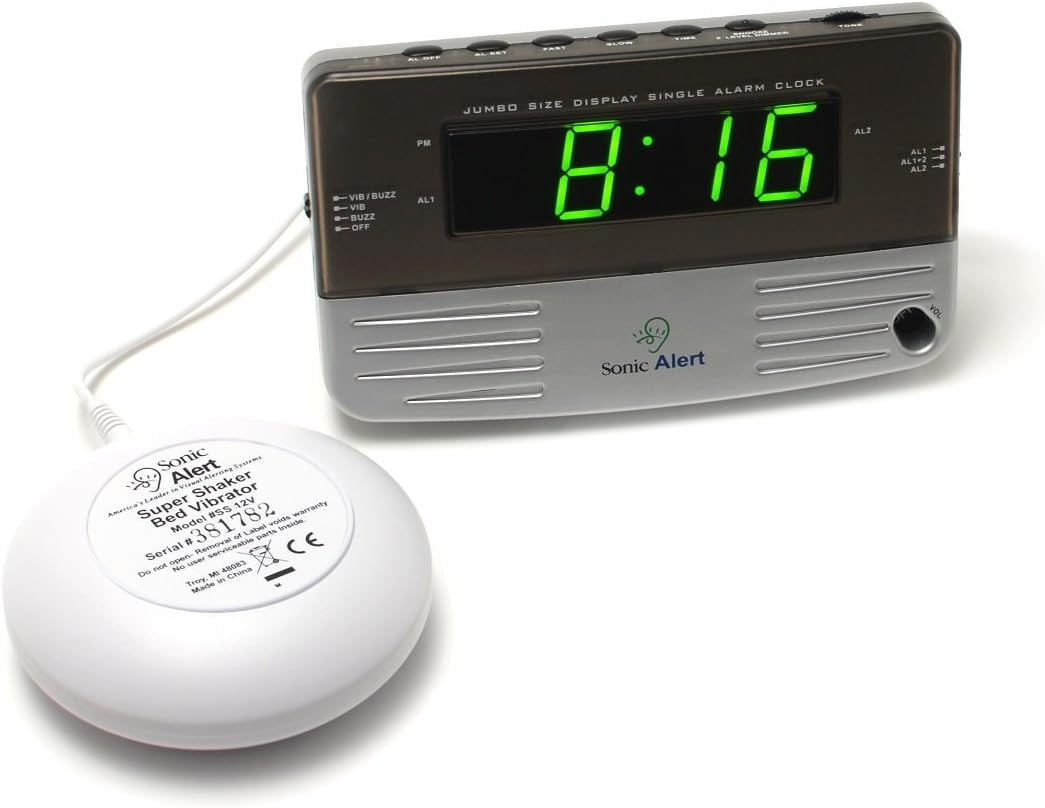 Sonic Alert SB200SS Alarm Clock, Battery Backup | Wake with a Shake ...