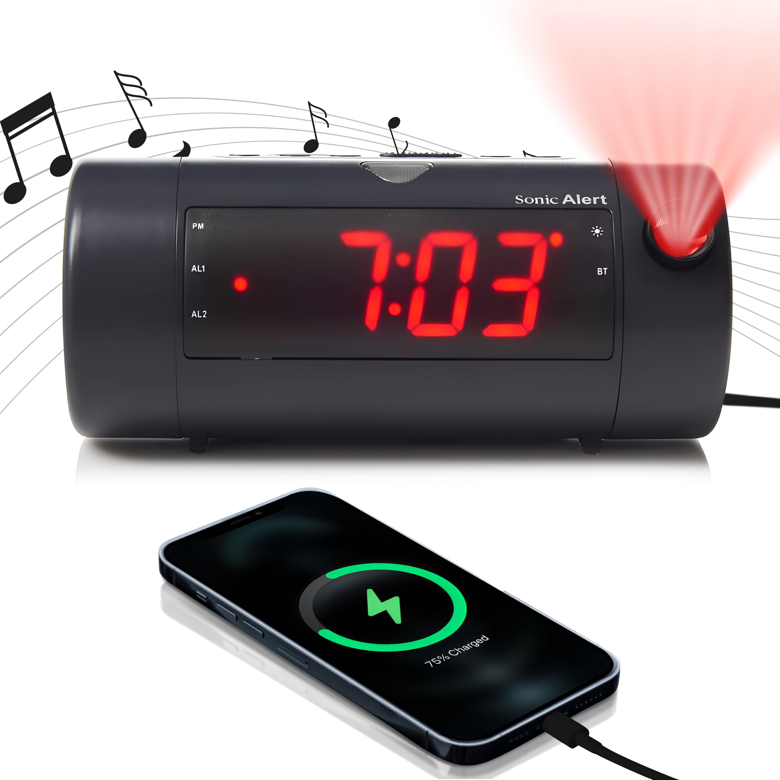 Sonic Alert - Sonic Blast Alarm Clock with Bluetooth, USB Charger ...
