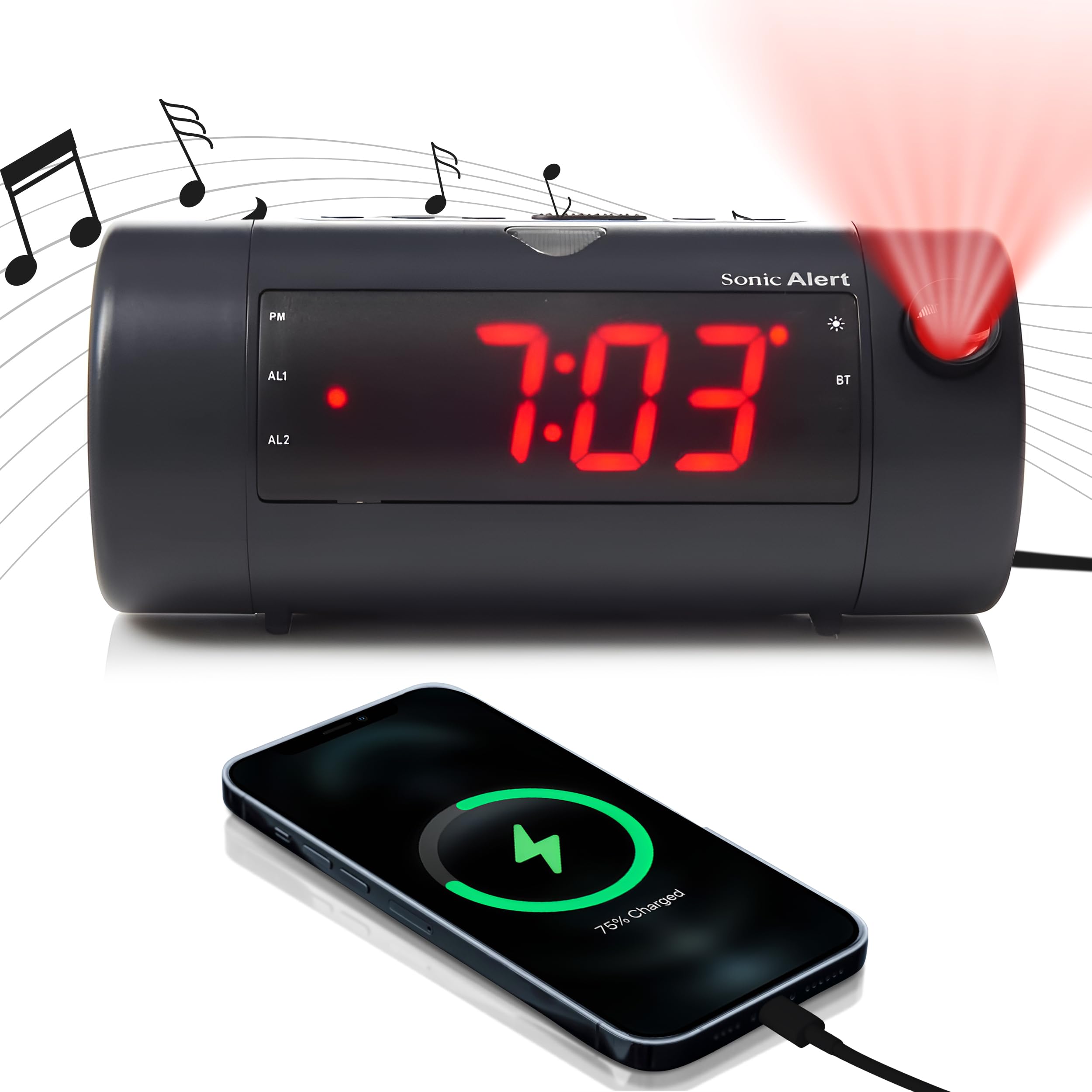 Homtime 19307 C12 Bluetooth Alarm Clock with Dual USB Charging Ports ...