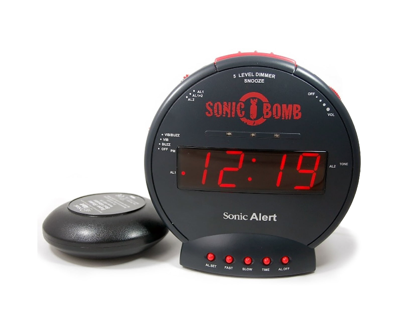 Sonic Alert - Sonic Bomb Dual Alarm Clock with Bed Shaker Vibrator and ...