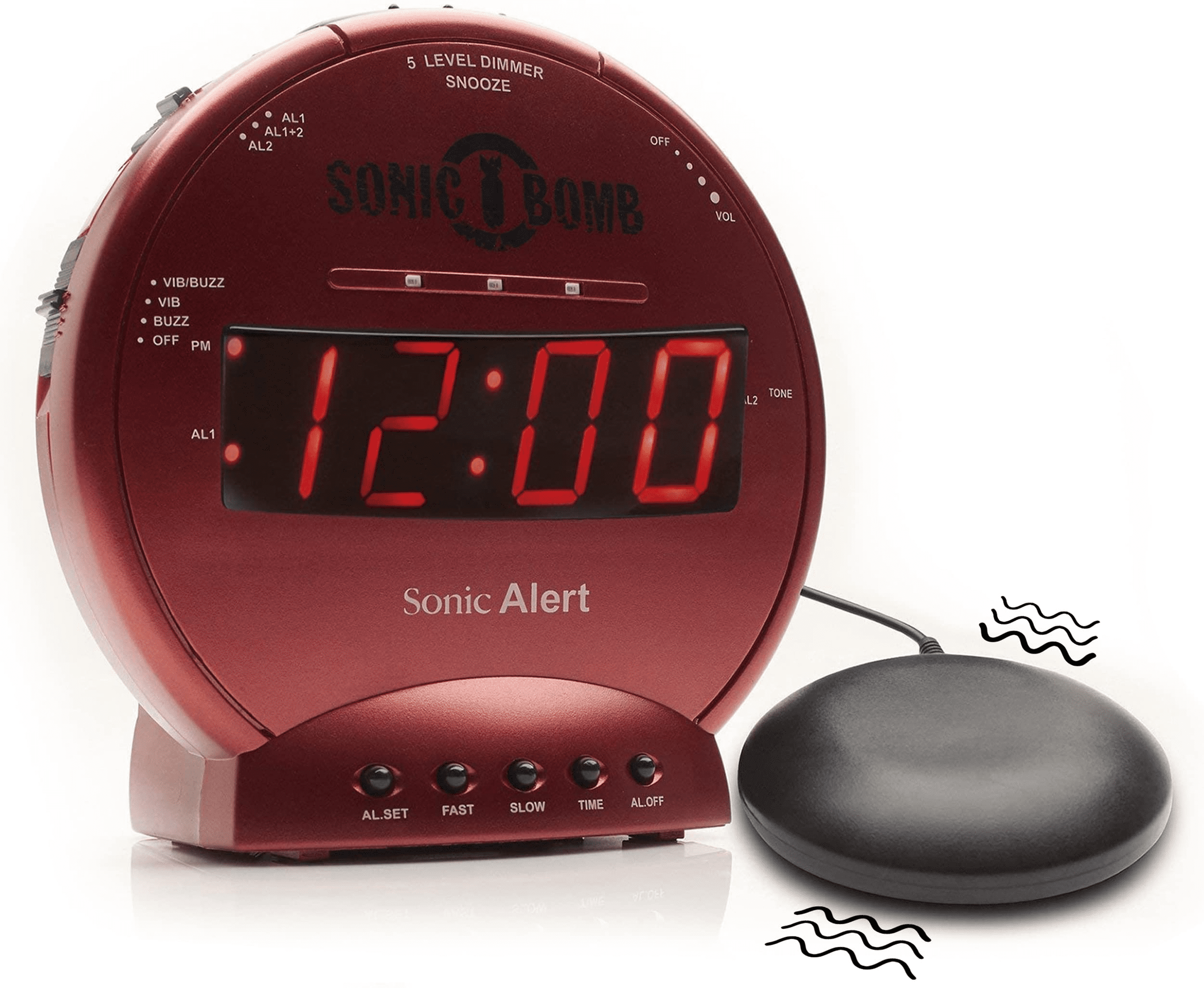 Sonic Bomb Dual Alarm Clock with Vibrating Bed Shaker for Heavy ...
